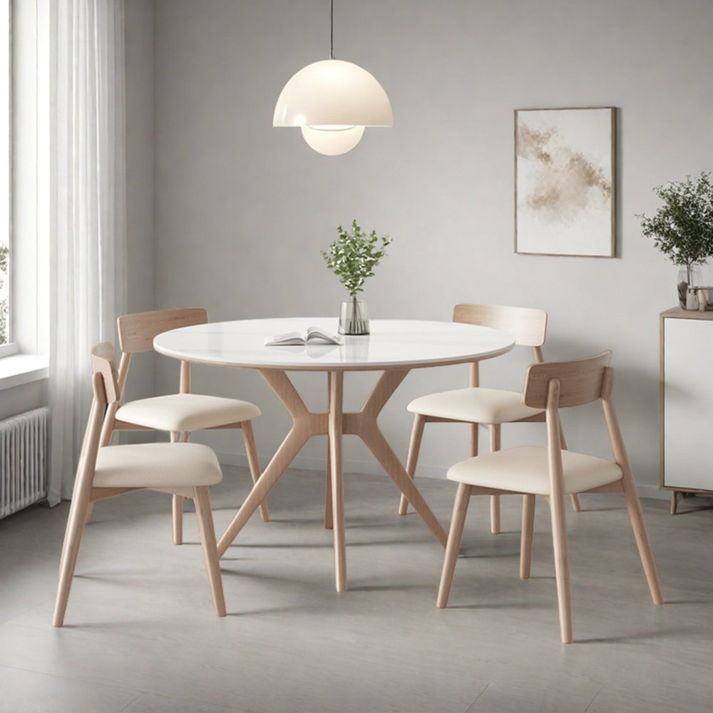 Elamer Nordic style simple round dining table set | Wayfair