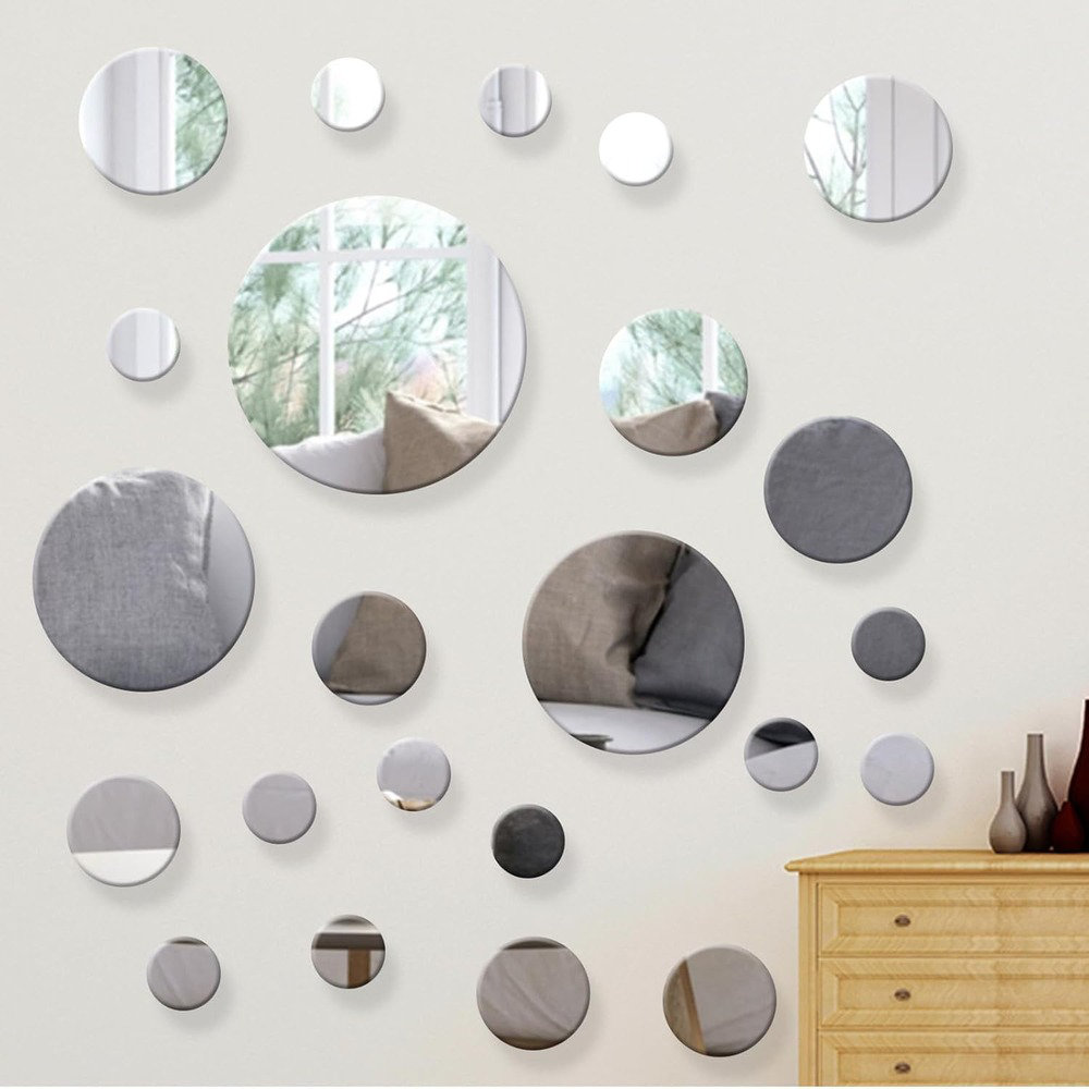 Ebern Designs Circle Mirror Collection 21 Pcs, Round Acrylic Mirror ...