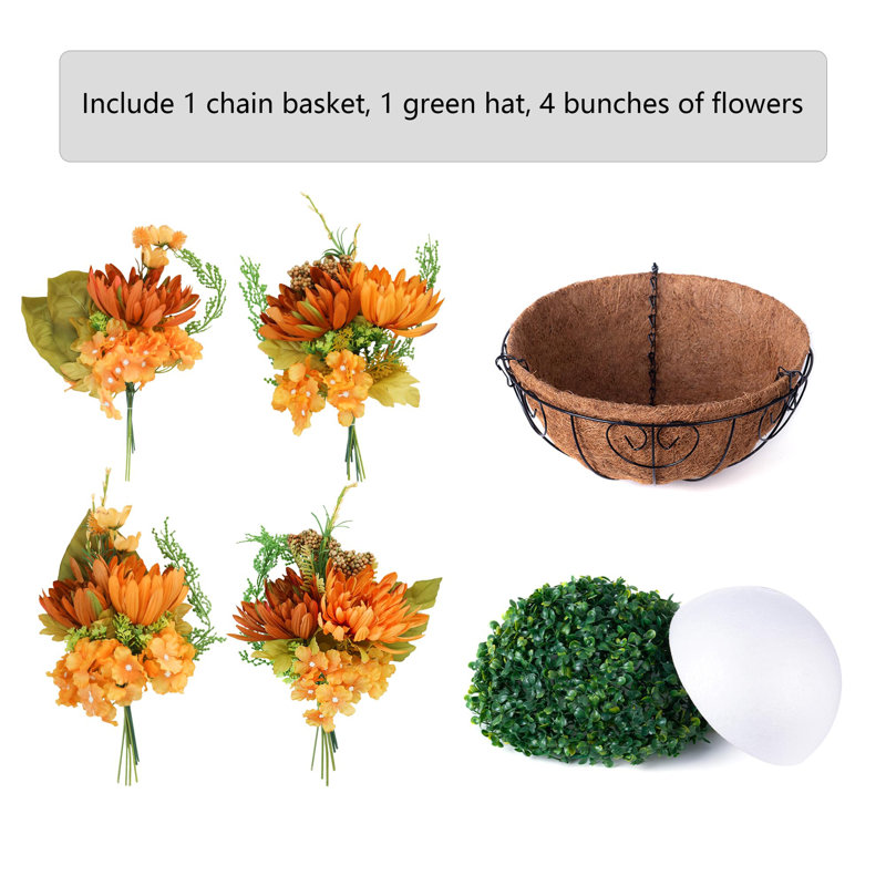 Primrue Artificial Fake Fall Hanging Mums Flowers Plants Baskets | Wayfair