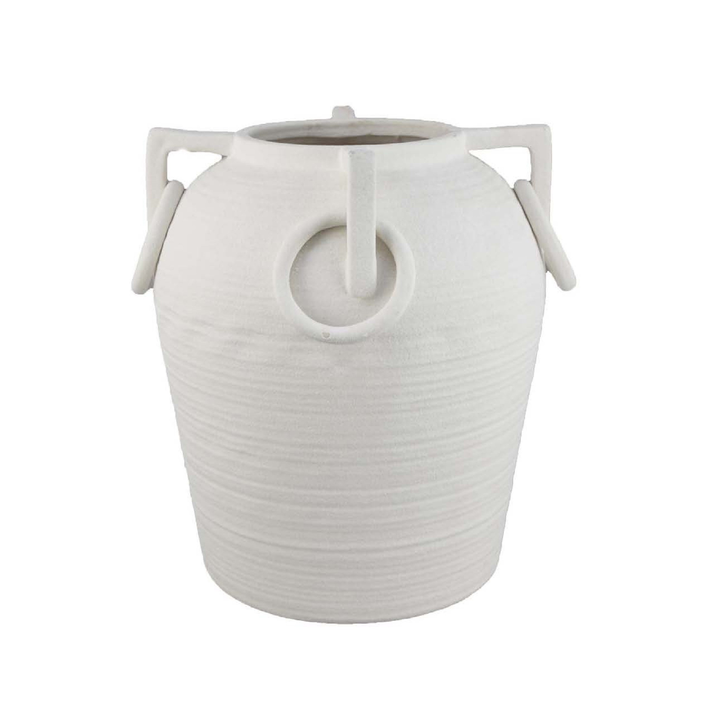 Benjara Rosianna Decorative Antique Style Flower Vase, 15 Inch White ...