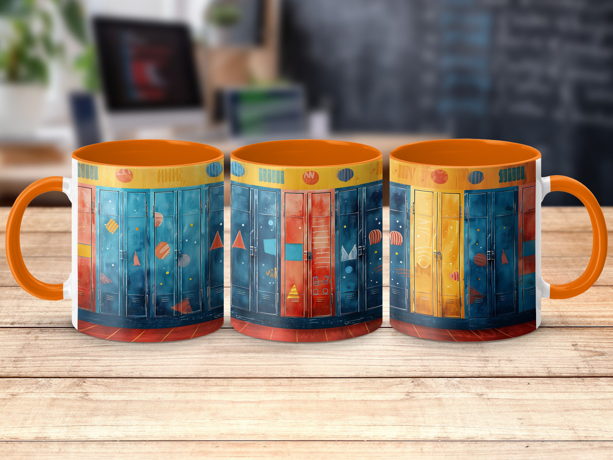 East Urban Home Set of 2 Kids Drawing Style 11oz Accent Mugs – White ...