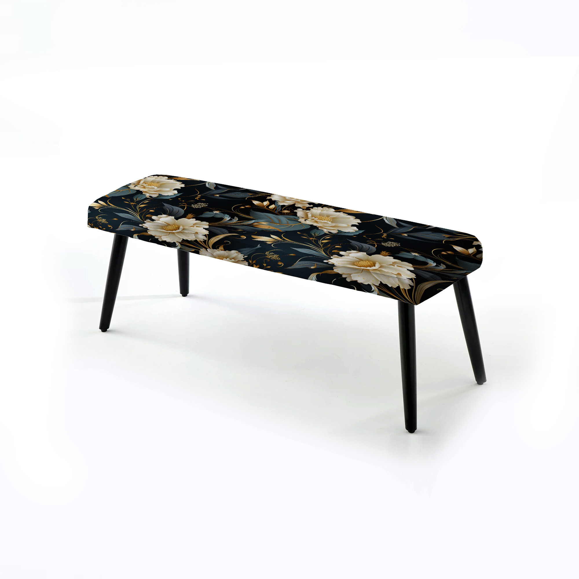 Design Art Opulent Gold Intrigue Floral - Marble Upholstered Black ...