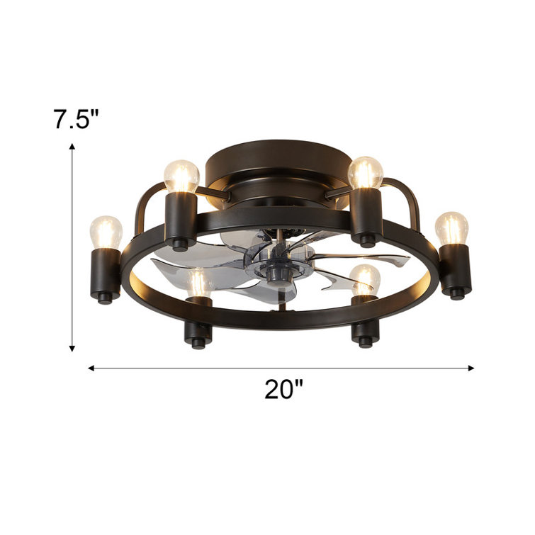 17 Stories Klyda 20'' Iron Wagon Wheel Ceiling Fan with Lights and ...