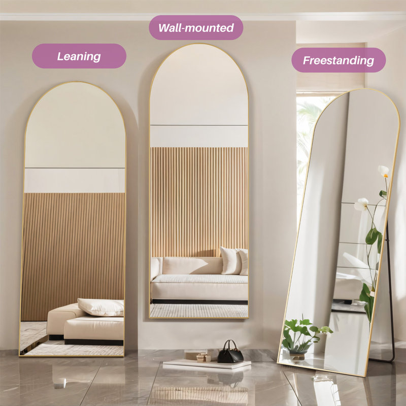Ebern Designs Levente Full Length Mirror, Arched Floor Mirror ...