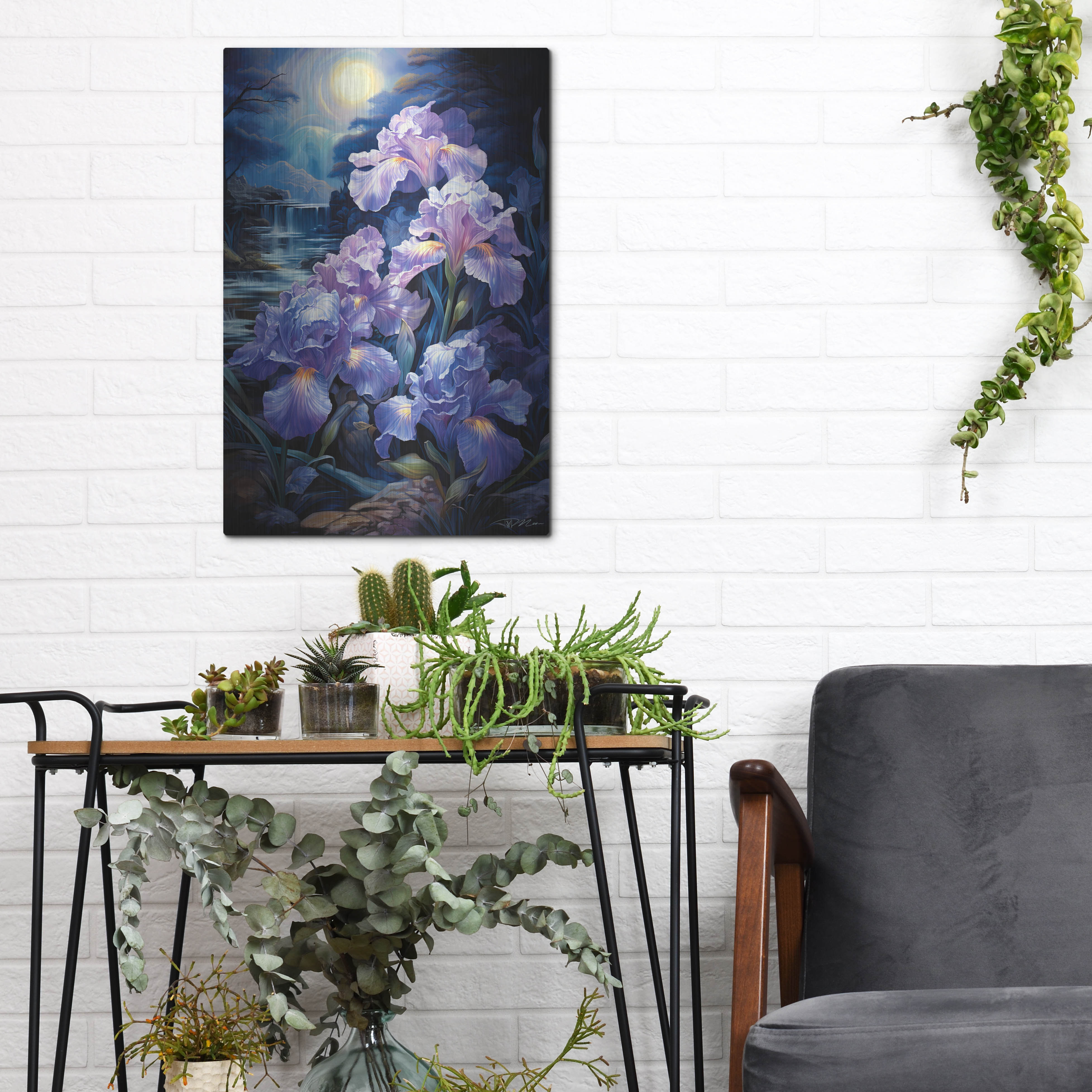 Luxe Metal Art 'Lunar Irises 1' by Momart Metal Wall Art | Wayfair