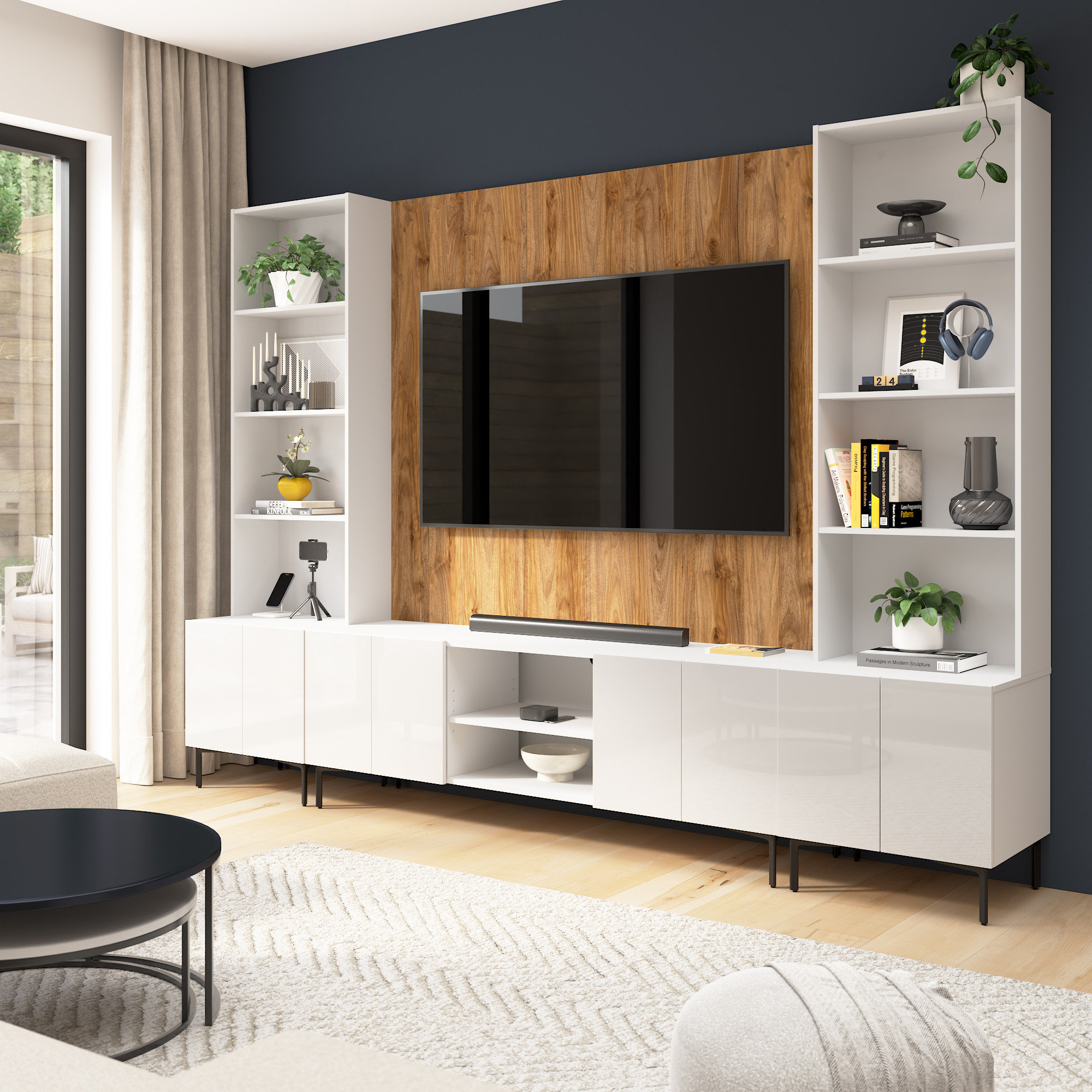 Bestar 118W Modular Entertainment Center With TV Stand, Storage ...