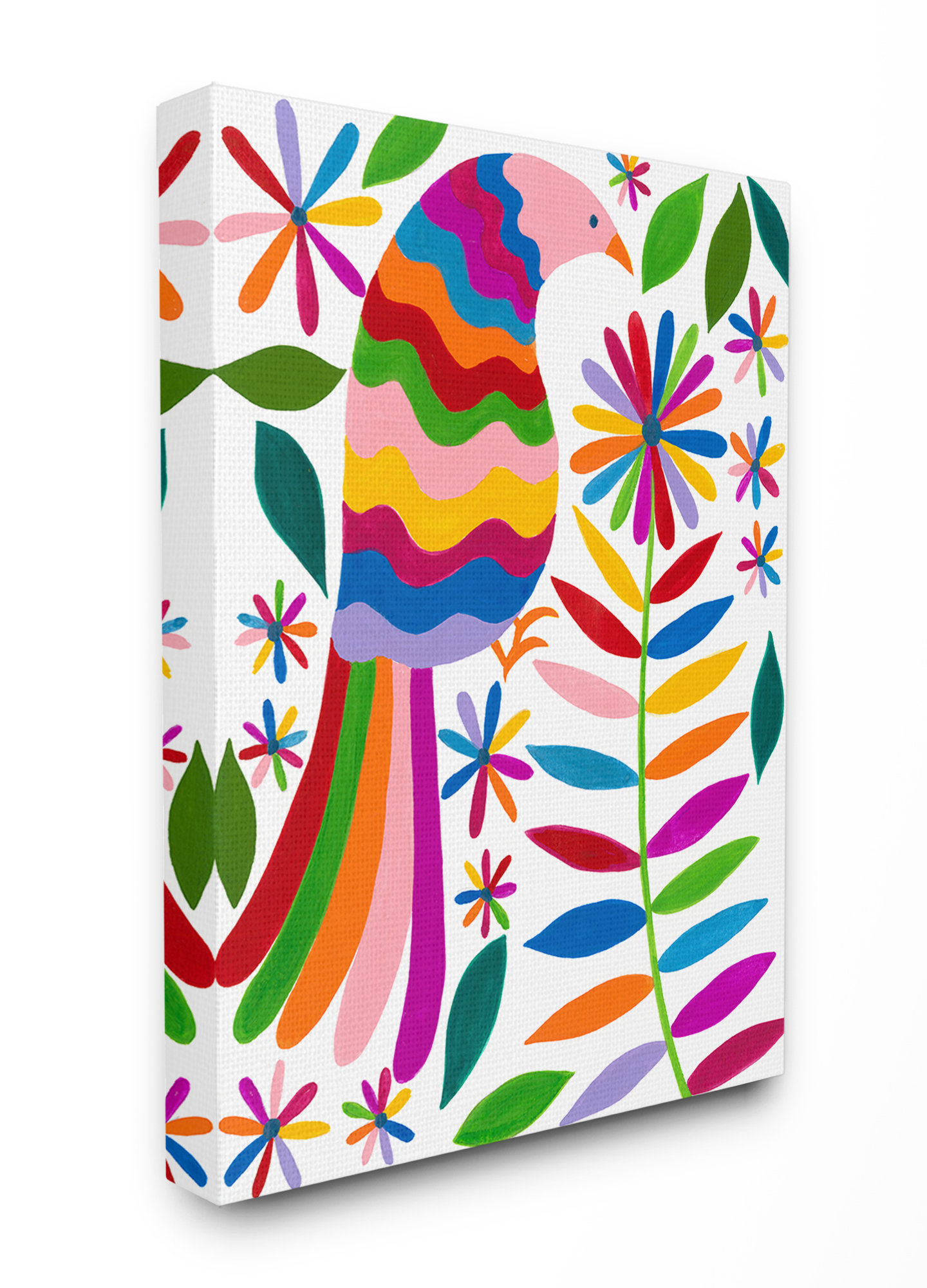 Ebern Designs Merito Folk Feathered Bird and Daisy Flowers Kids Wall ...