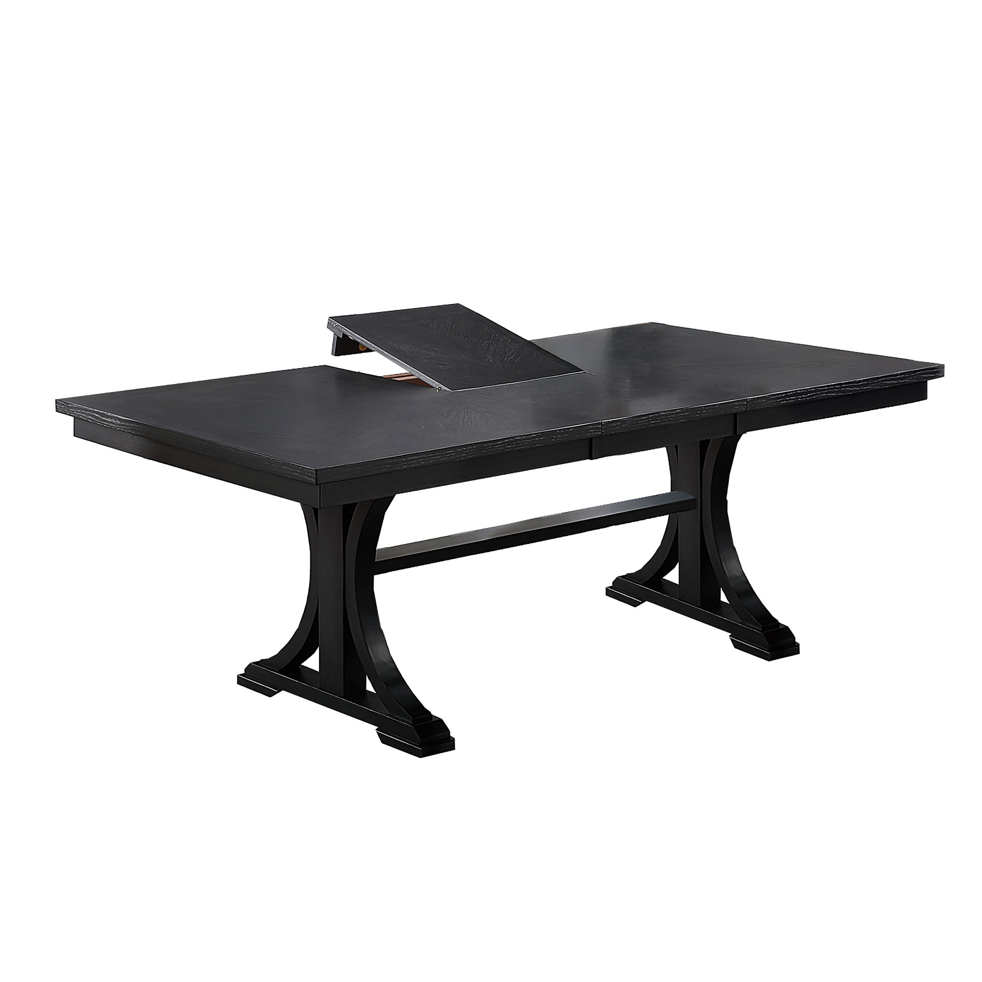 Latitude Run® Modern And Elegant Charcoal Rectangular Dining Table With Trestle Base Butterfly ...