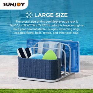 Sunjoy Rust-proof Aluminum Pool Float Storage Rack, 35 Inch Outdoor ...