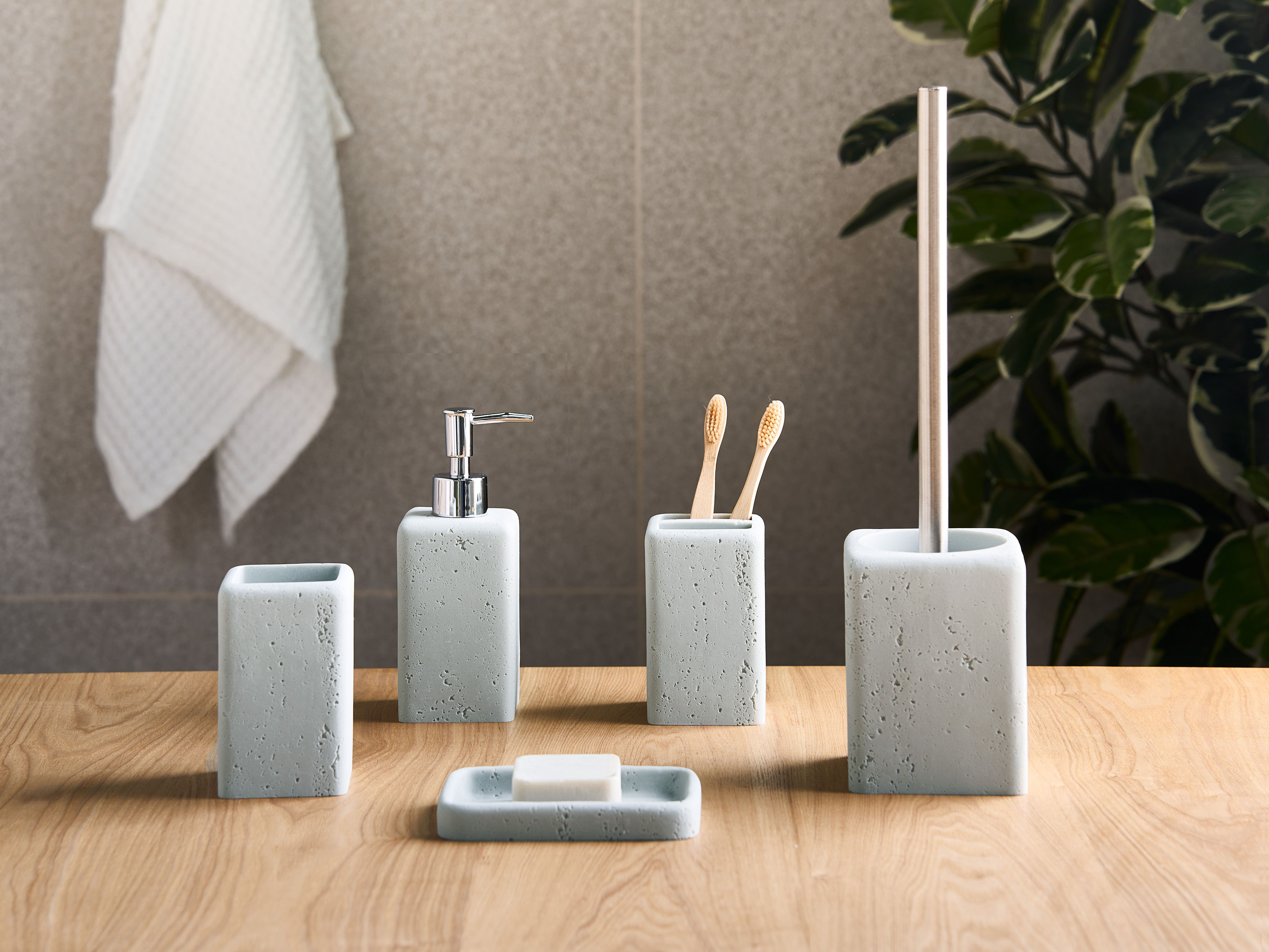 Metro Lane 5-Piece Bathroom Accessories Set VILCANOTA Grey Concrete ...