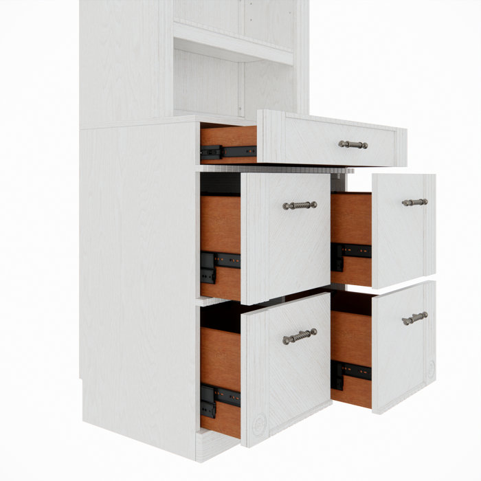 Hokku Designs Junus Sit-Stand Storage Desk with File Drawer Bookcase ...