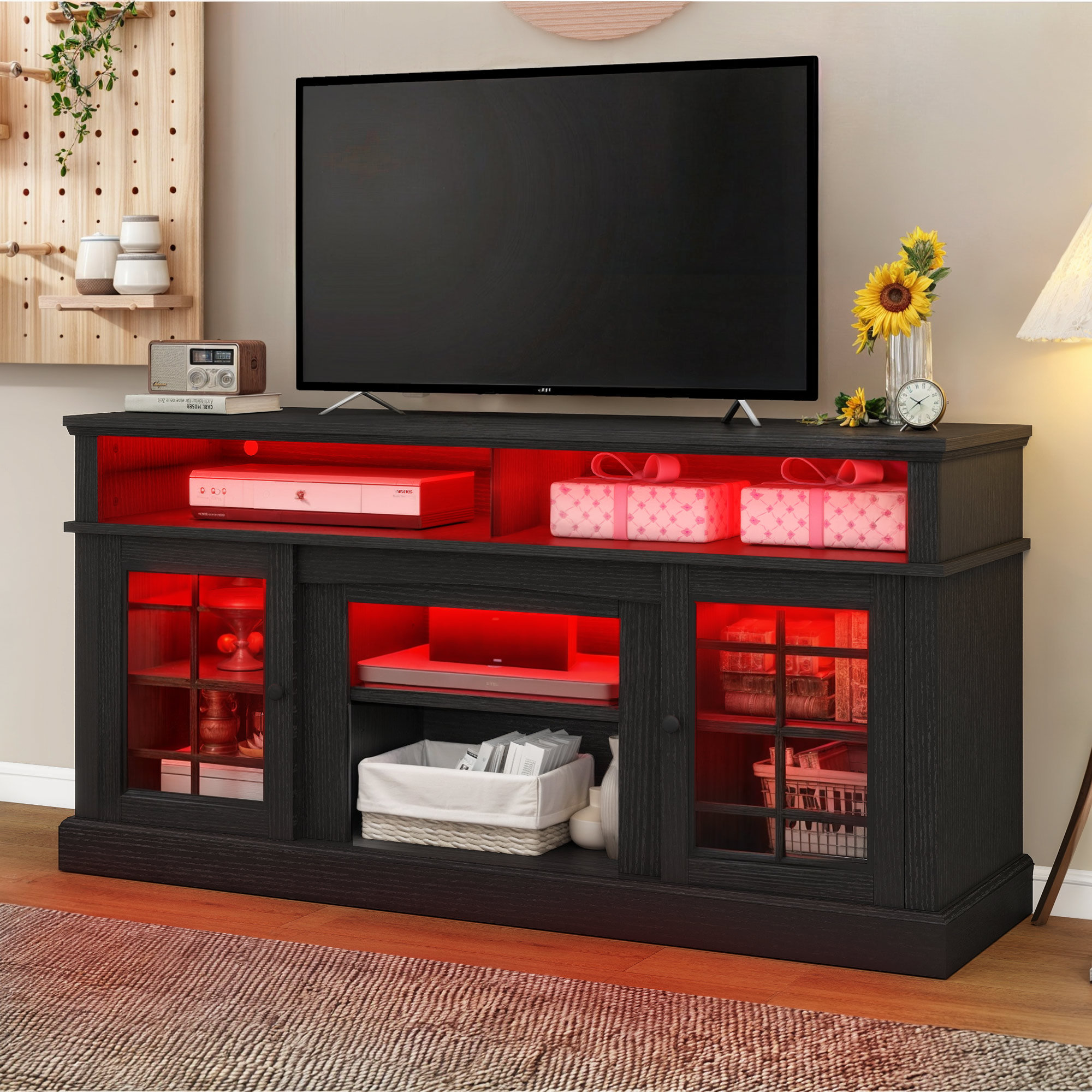 Wrought Studio™ Farmhouse LED TV Stand For Tv Up To 70" with Sturdy ...