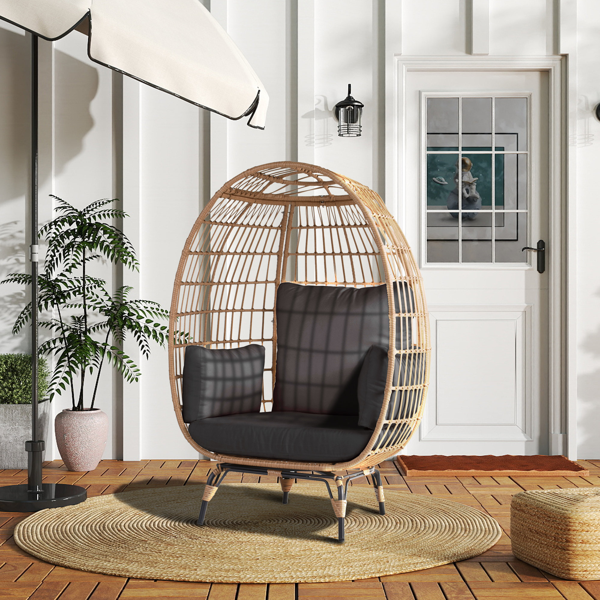 Dakota Fields Wicker Oasis Lounger: Teardrop Egg Chair Cushions | Wayfair