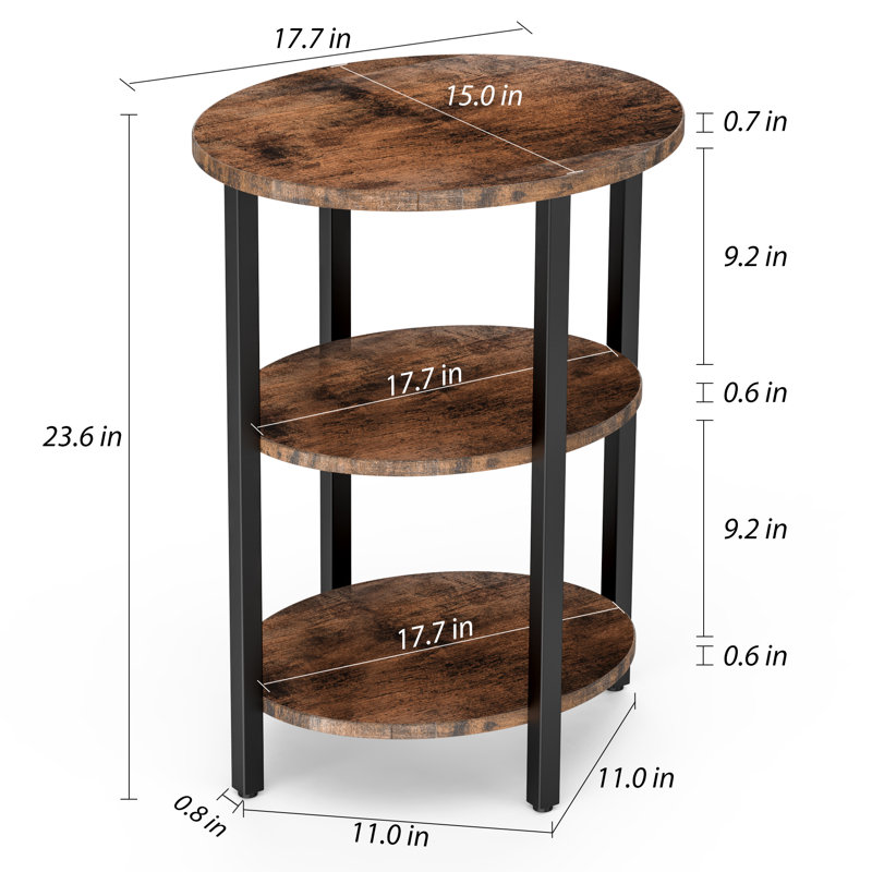 17 Stories Jakwan Oval End Table with 3-Tier Storage Shelves & Reviews ...