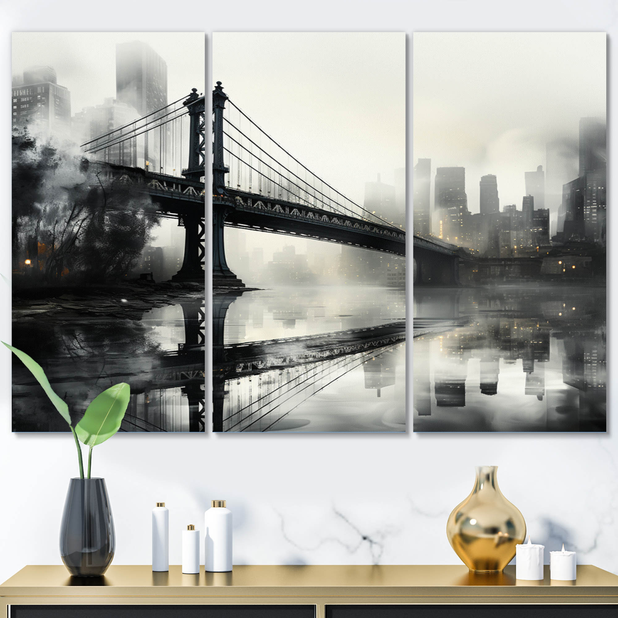Design Art Grey Bridge Urban Connection Charcoal I - Architecture Metal ...