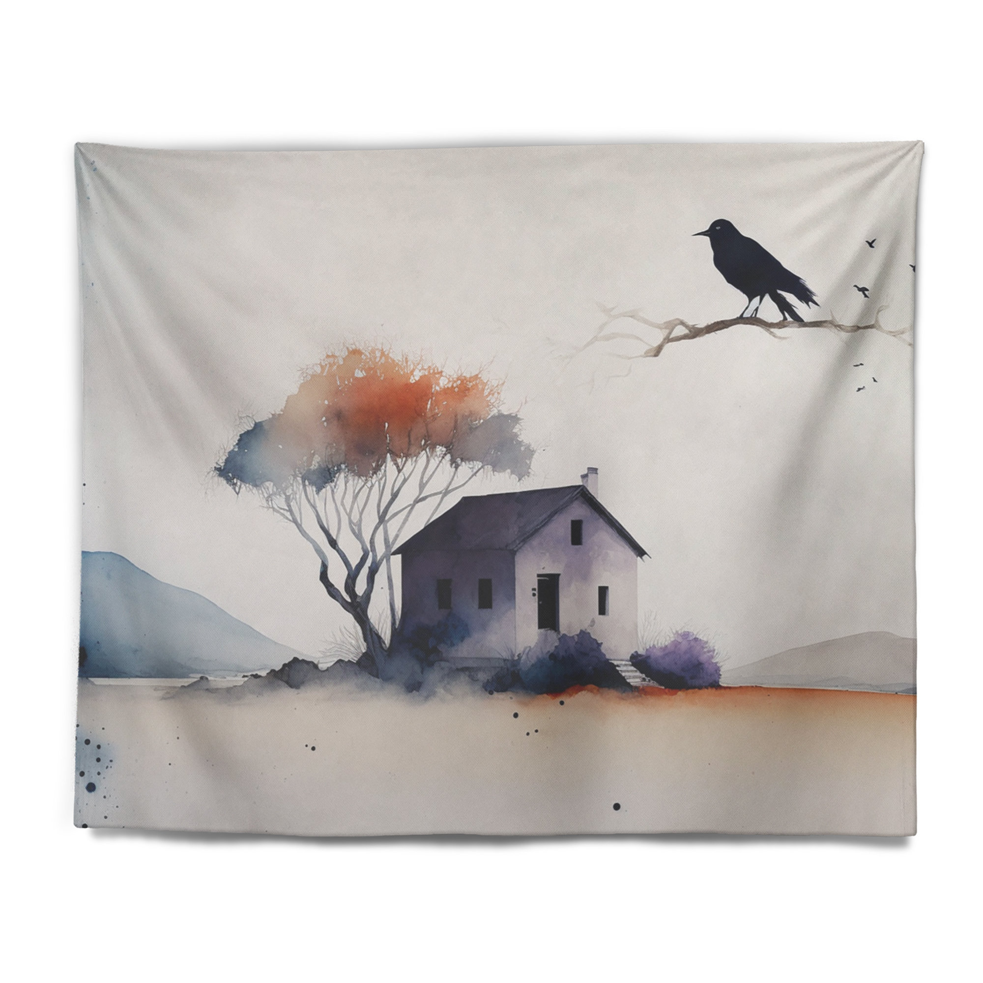 August Grove® Polyester Red Watercolor Tree by a Little Countryhouse II ...
