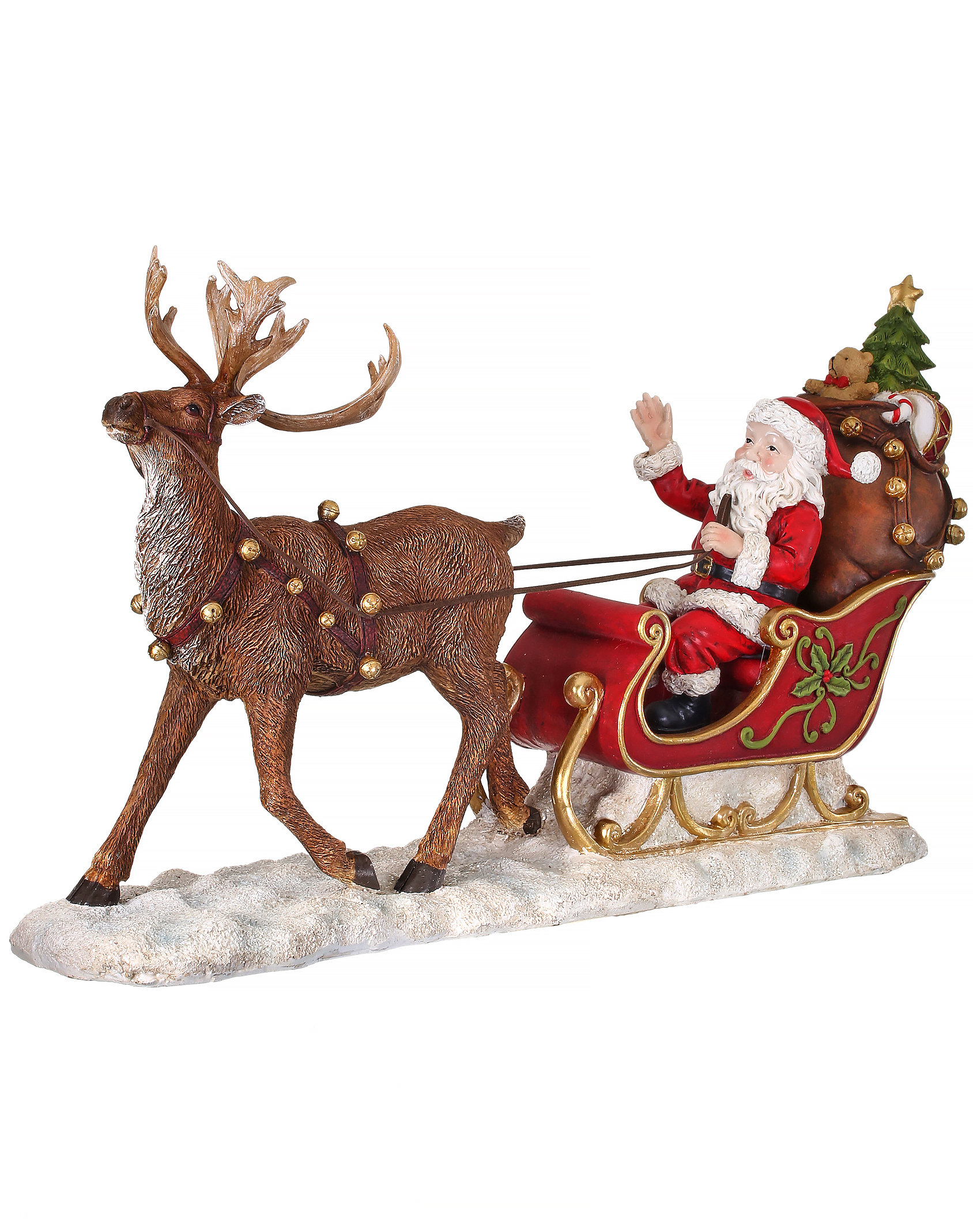 The Holiday Aisle® Resin Santa In Sleigh W/Reindeer | Wayfair