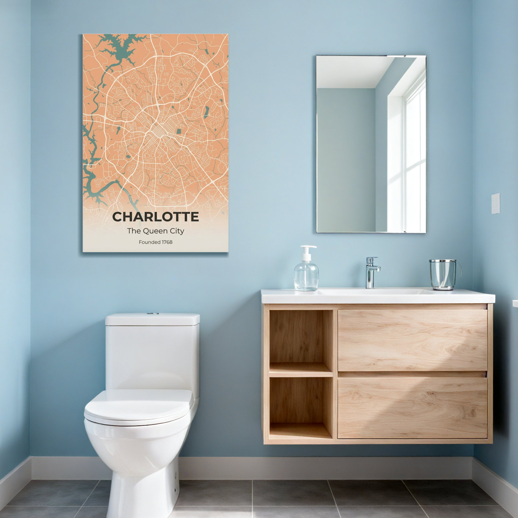 Latitude Run® Scenic & Cityscapes Charlotte City Map Art Print Design ...