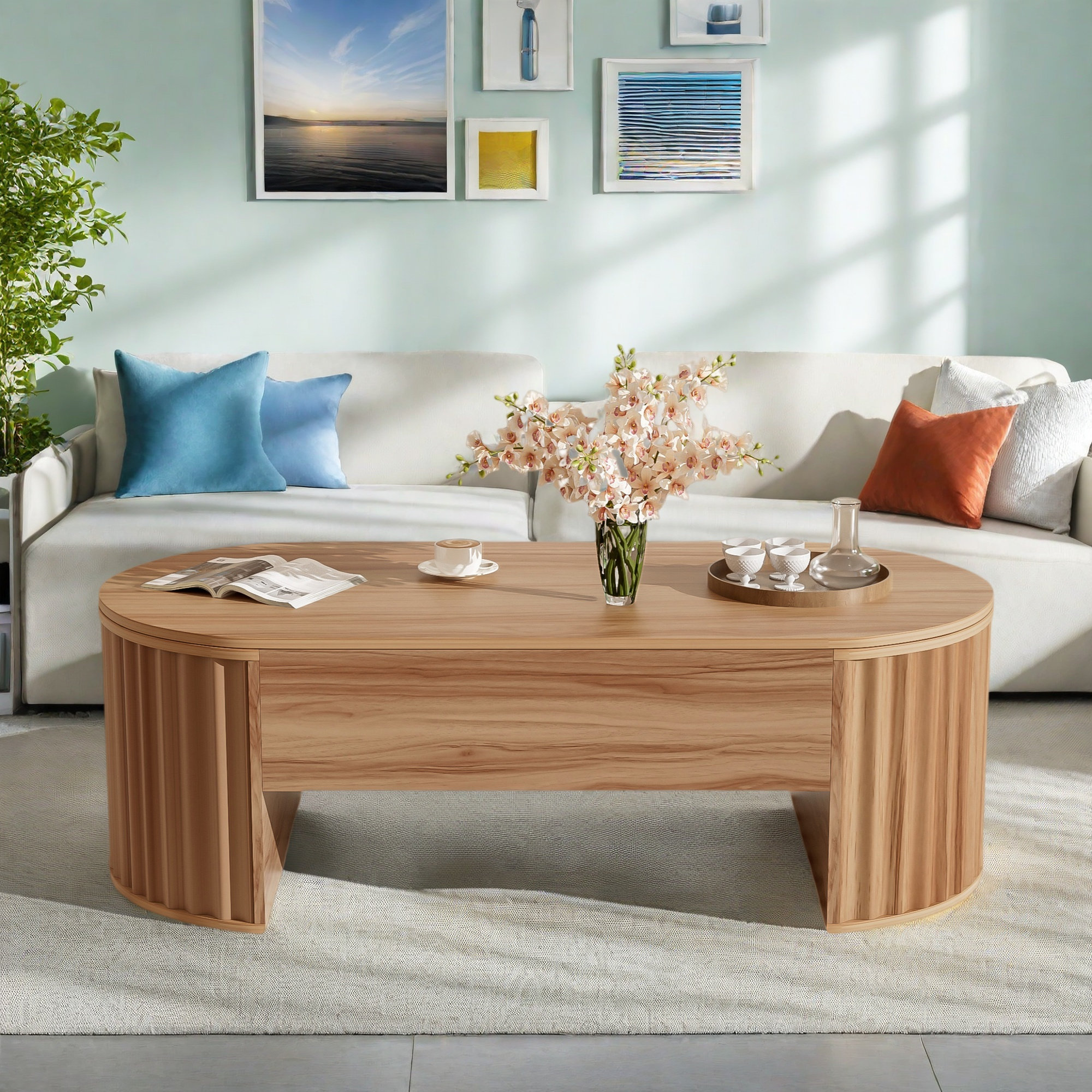 Latitude Run® Coffee Table With Hydraulic Lift Mechanism, Hidden ...