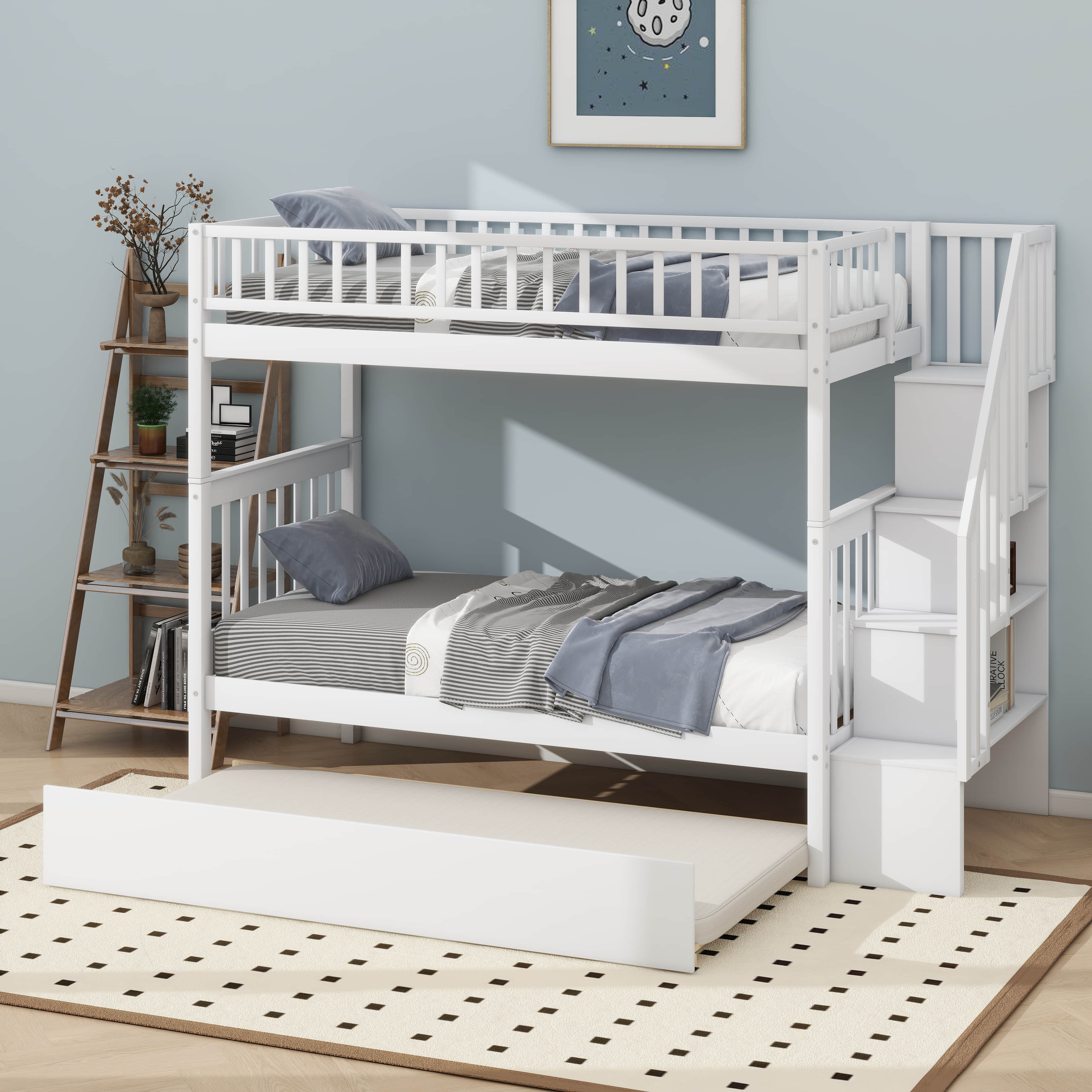 Harriet Bee A Twin-Over-Twin Bunk Bed With An Underbed Trundle And ...