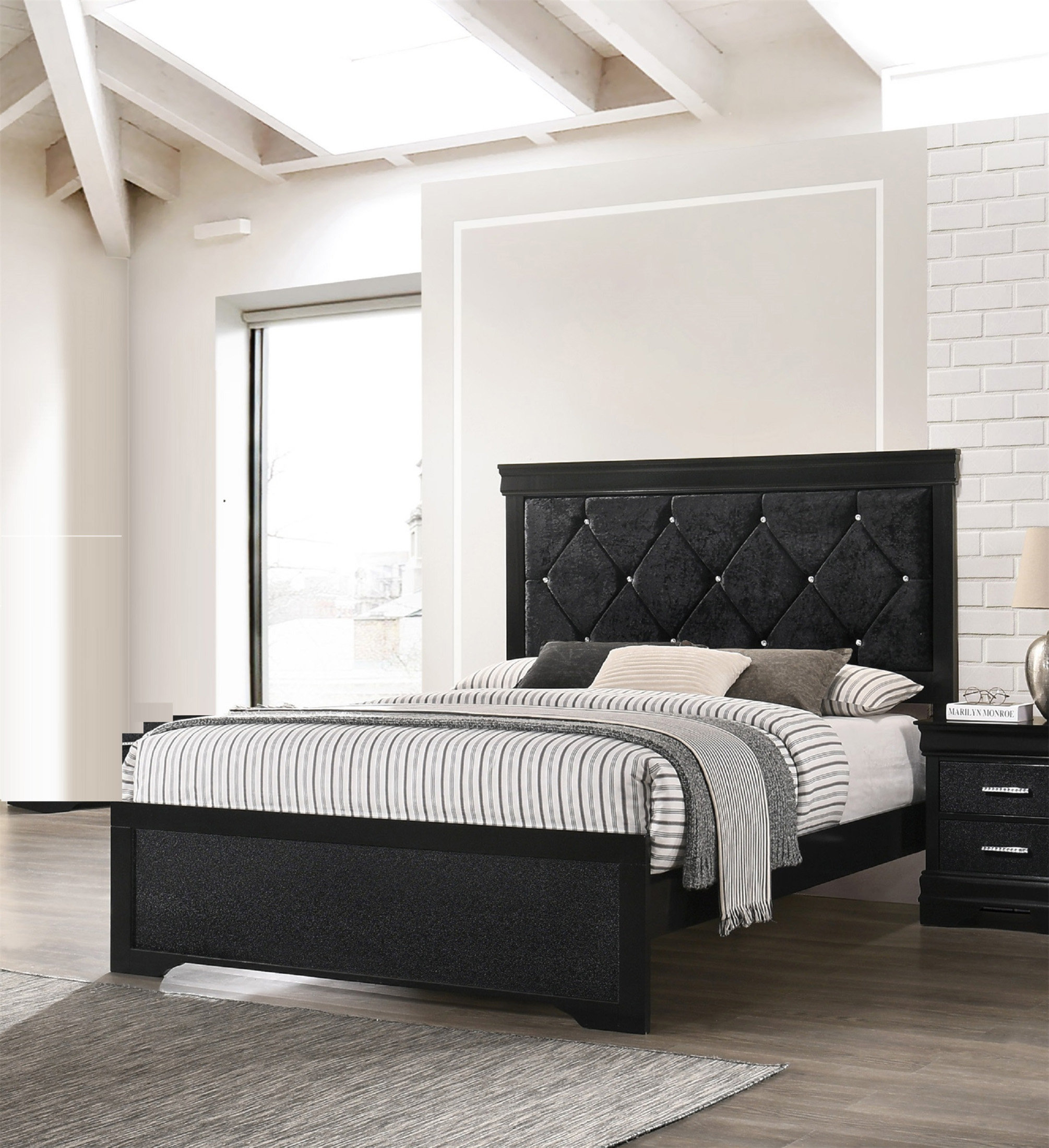 Latitude Run® Modern 1Pc Panel Bed Upholstered Headboard Crystal-Like ...