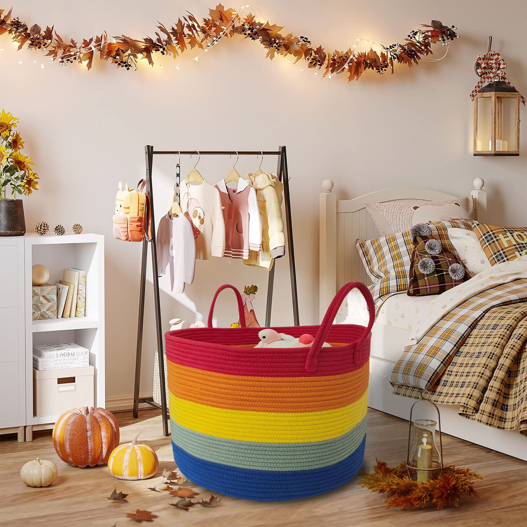 Dovecove Extra Large Rainbow Storage Basket, 20"Wx13"H Woven Laundry ...