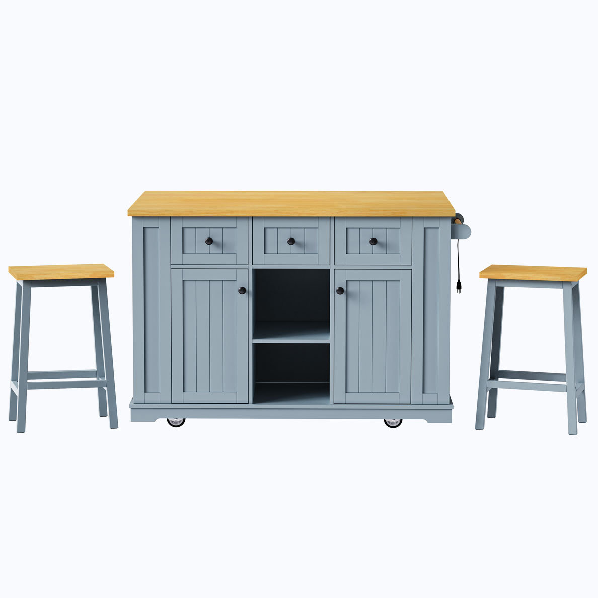 Lark Manor™ Kitchen Island with 2 Bar Stools | Wayfair