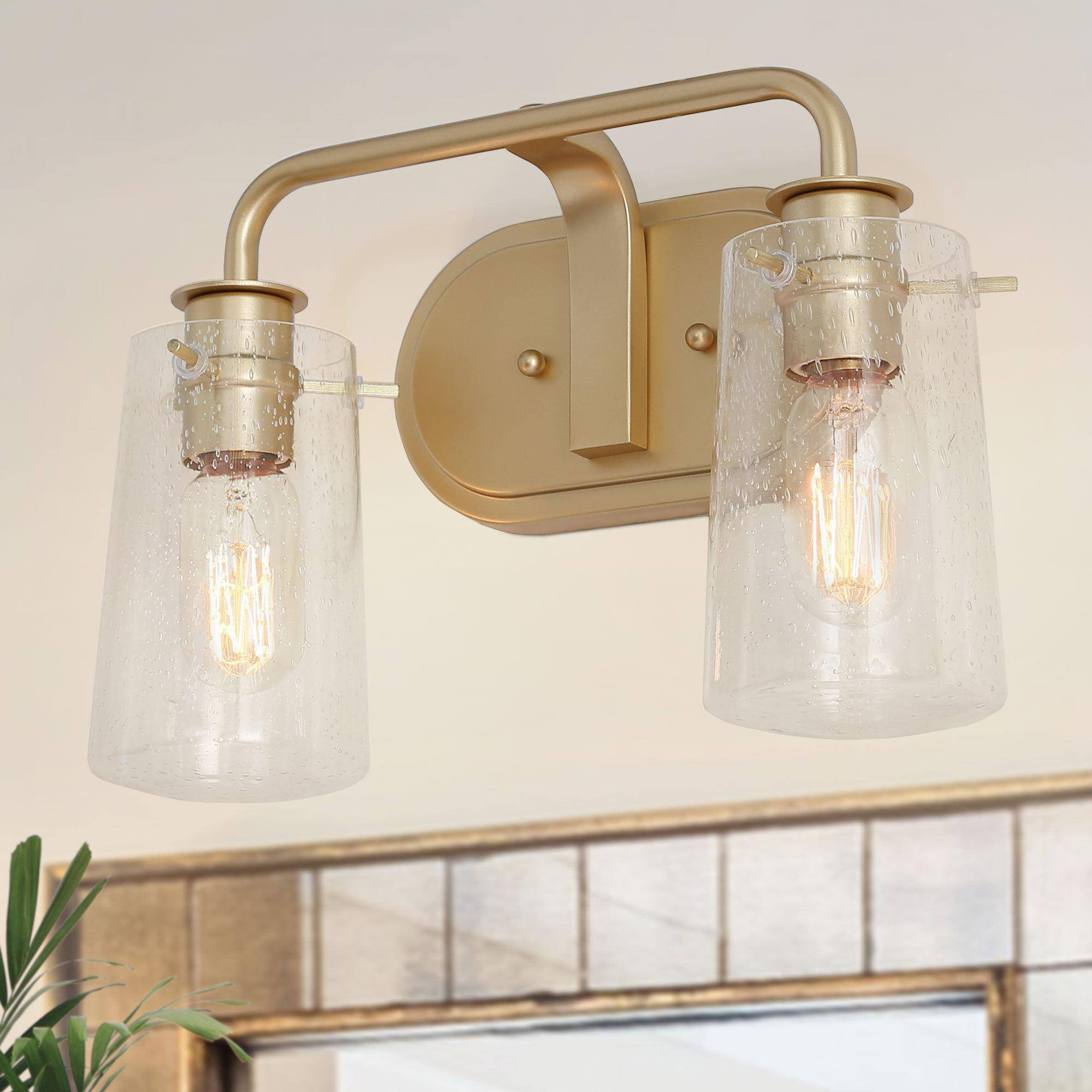 Mercer41 Modern Glam 2-Light Seeded Glass Bathroom Vanity Light Wall ...