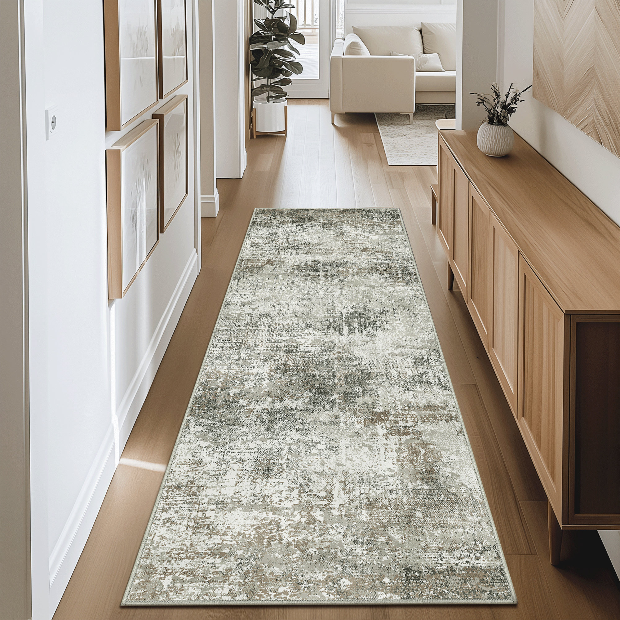 17 Stories Grey Area Rug for Living Room Machine Washable Rugs Non-slip ...