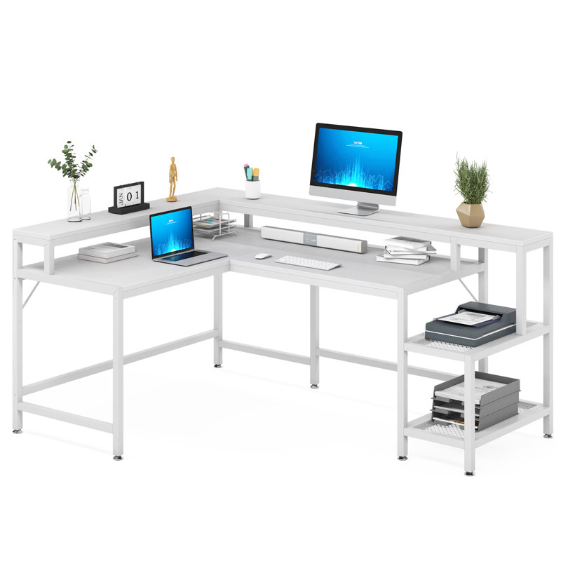 17 Stories Vischer L-Shaped Metal Base L-Shape Desk & Reviews | Wayfair