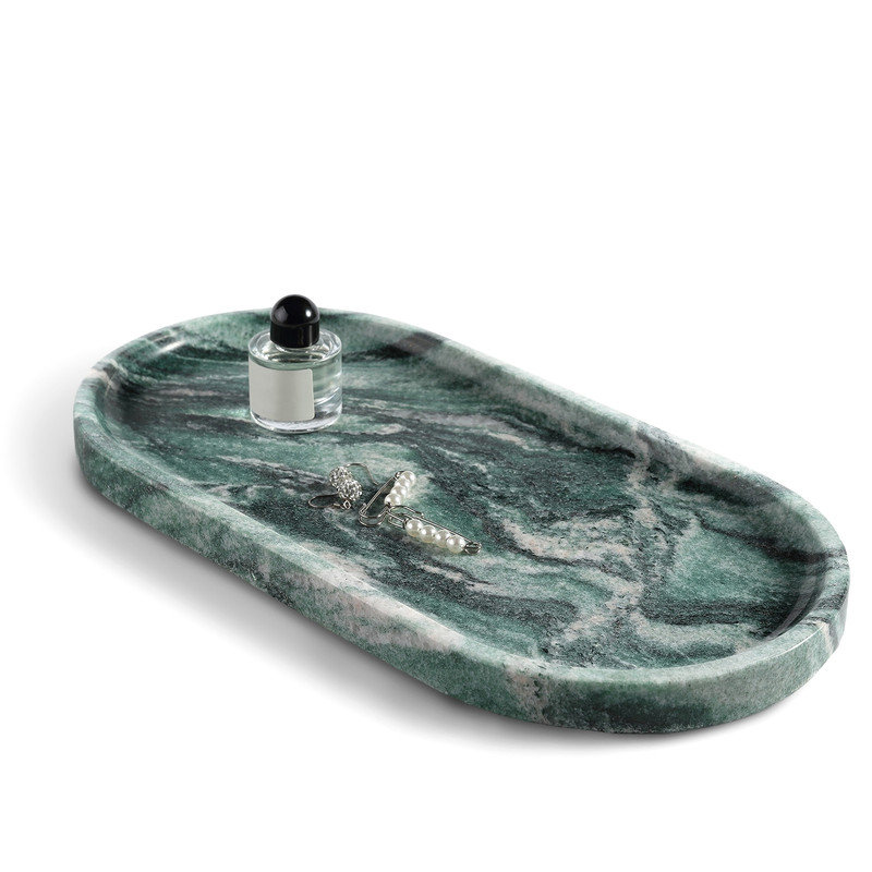 Winston Porter Guein Oval Natural Marble Tray,Verde Lapponia | Wayfair