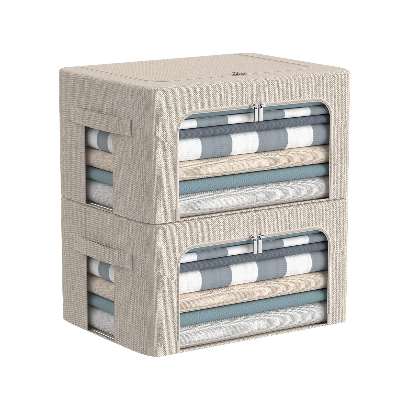 Rebrilliant Clothes Storage Bins Box - Linen Fabric Foldable Stackable ...
