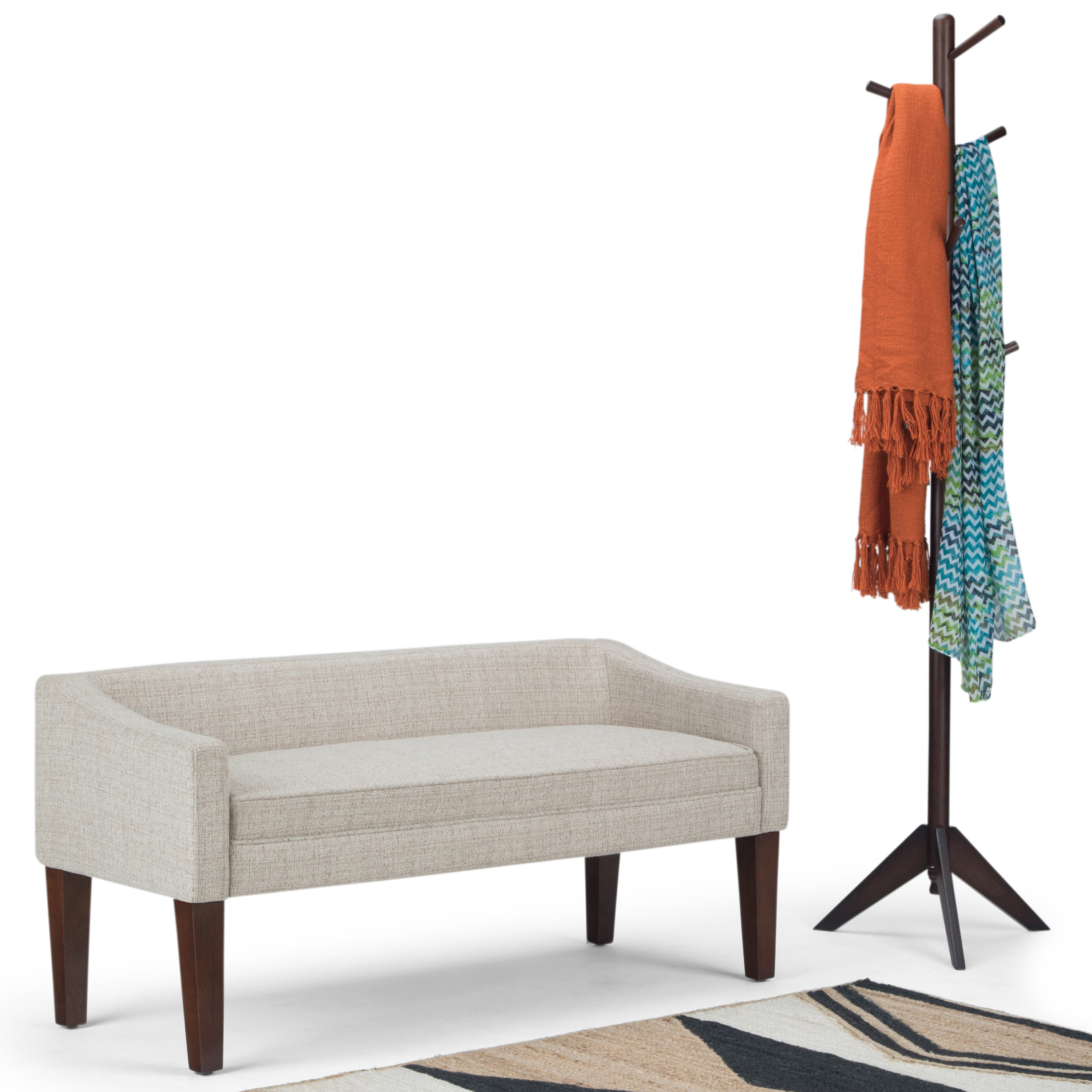 Simpli Home Parris 50"W Upholstered Contemporary Fabric Entryway Bench ...