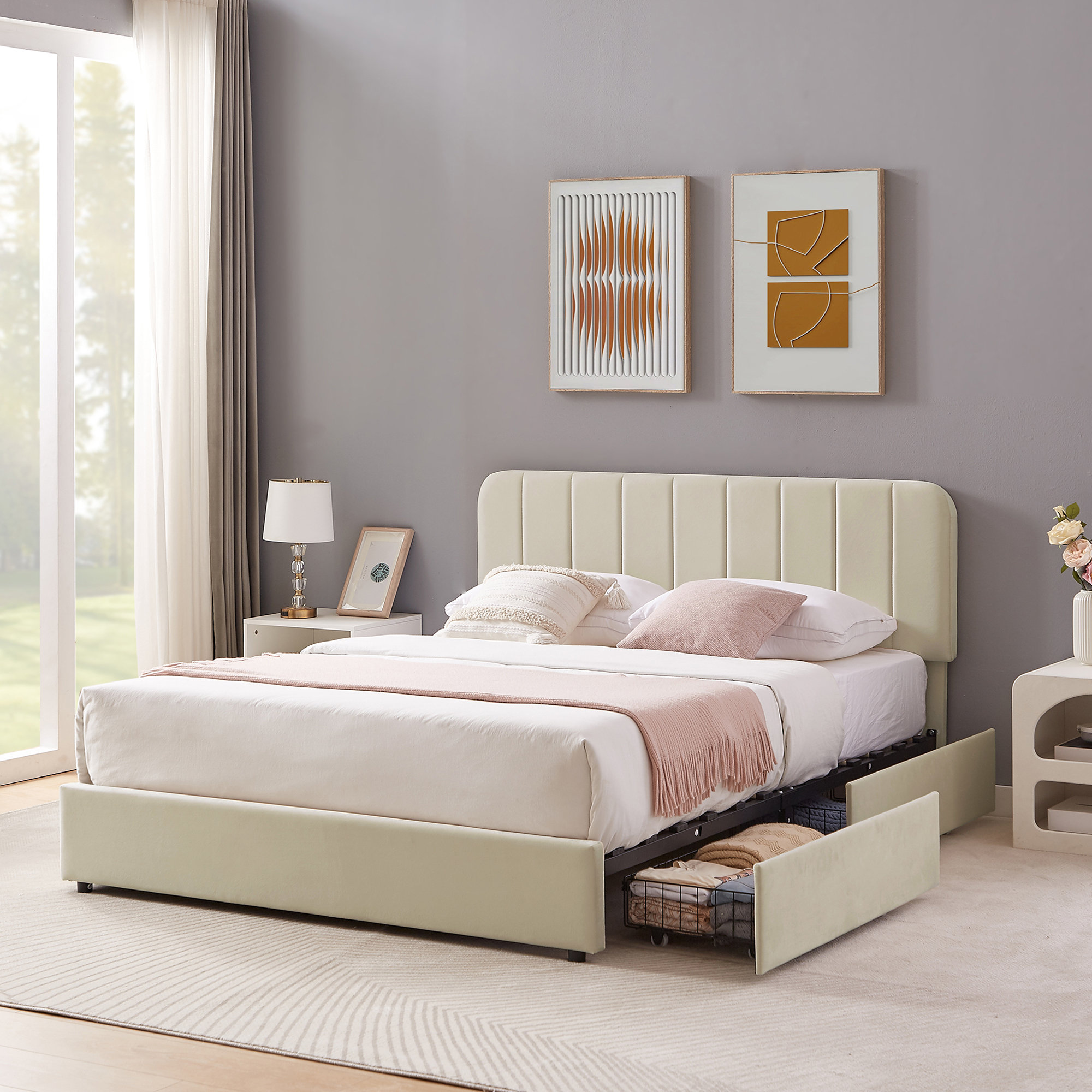 Willa Arlo™ Interiors Huntsville Bed Frame with 4 Storage Drawers ...