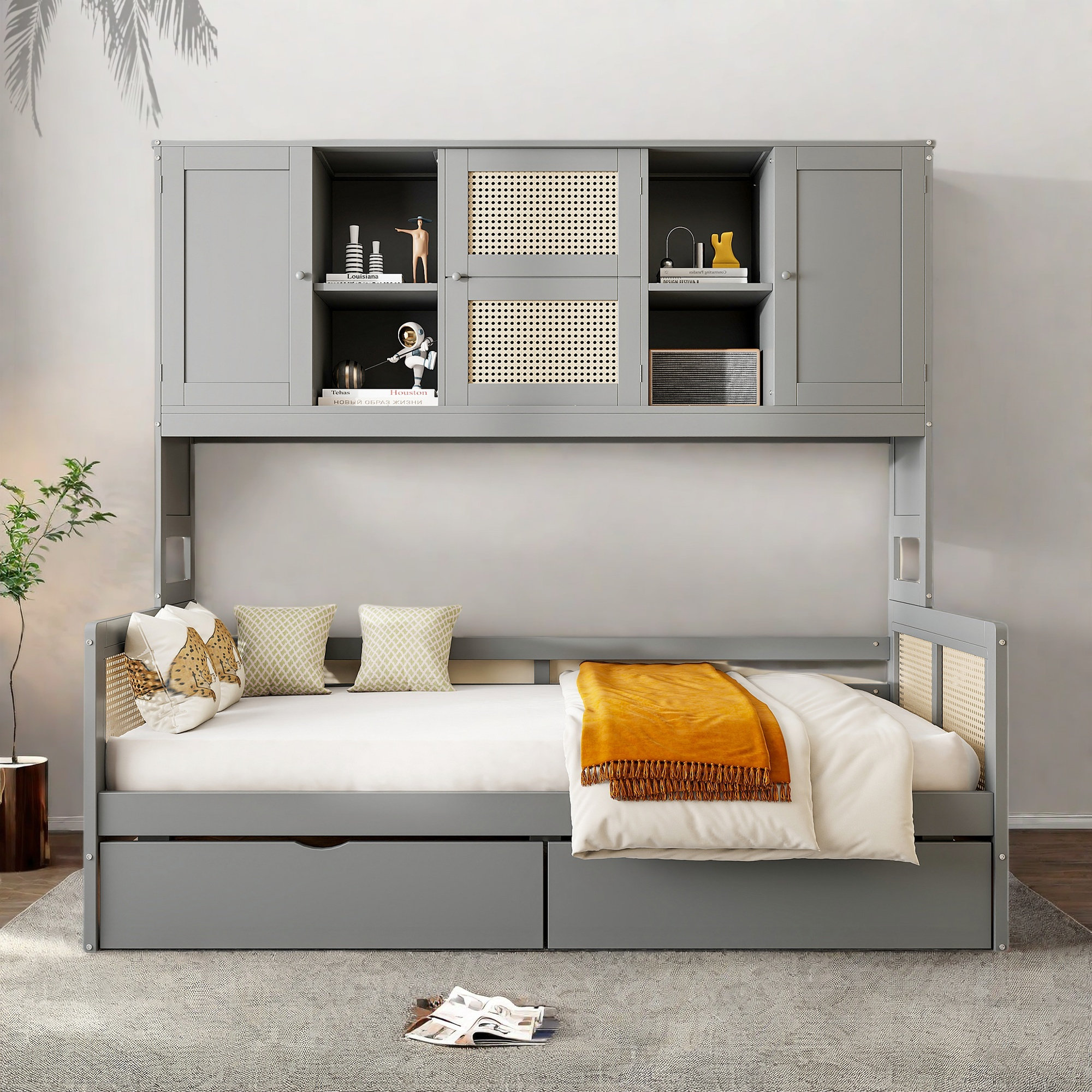 One Allium Way Wooden Daybed With 2 Drawers, All-in-one Cabinet And ...
