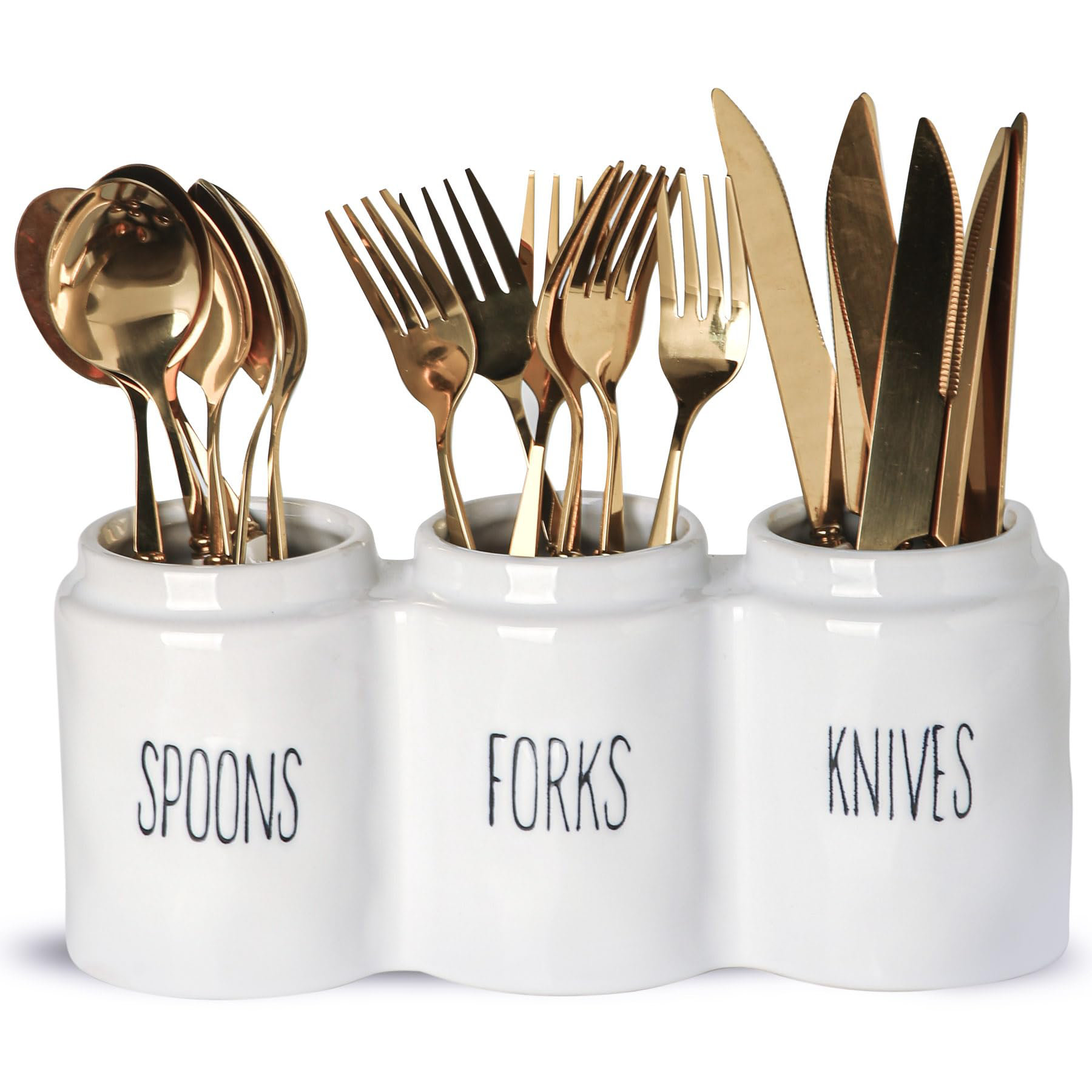 Hokku Designs Silverware Holder, Ceramic Spoon And Fork Holder ...