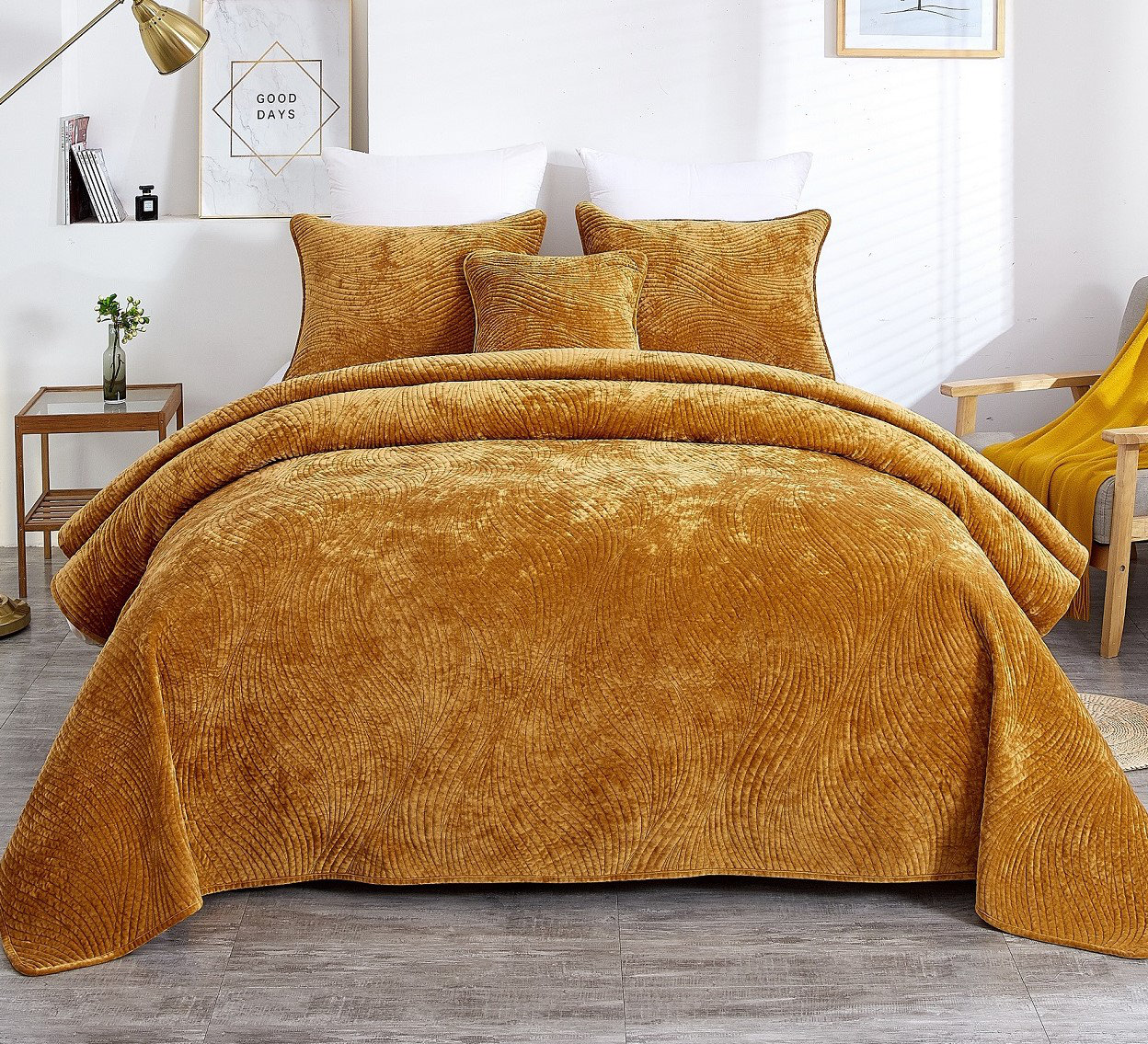 Tache Home Fashion Gold/Yellow Coverlet / Bedspread Set & Reviews | Wayfair