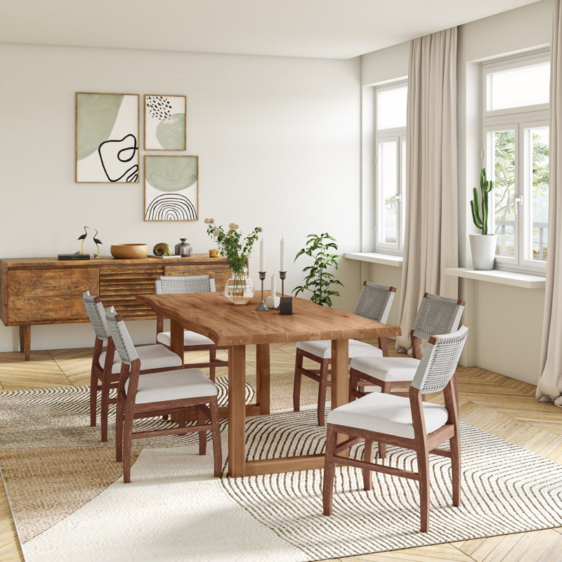 AllModern Eli 79" Acacia Solid Wood Trestle Dining Table & Reviews ...