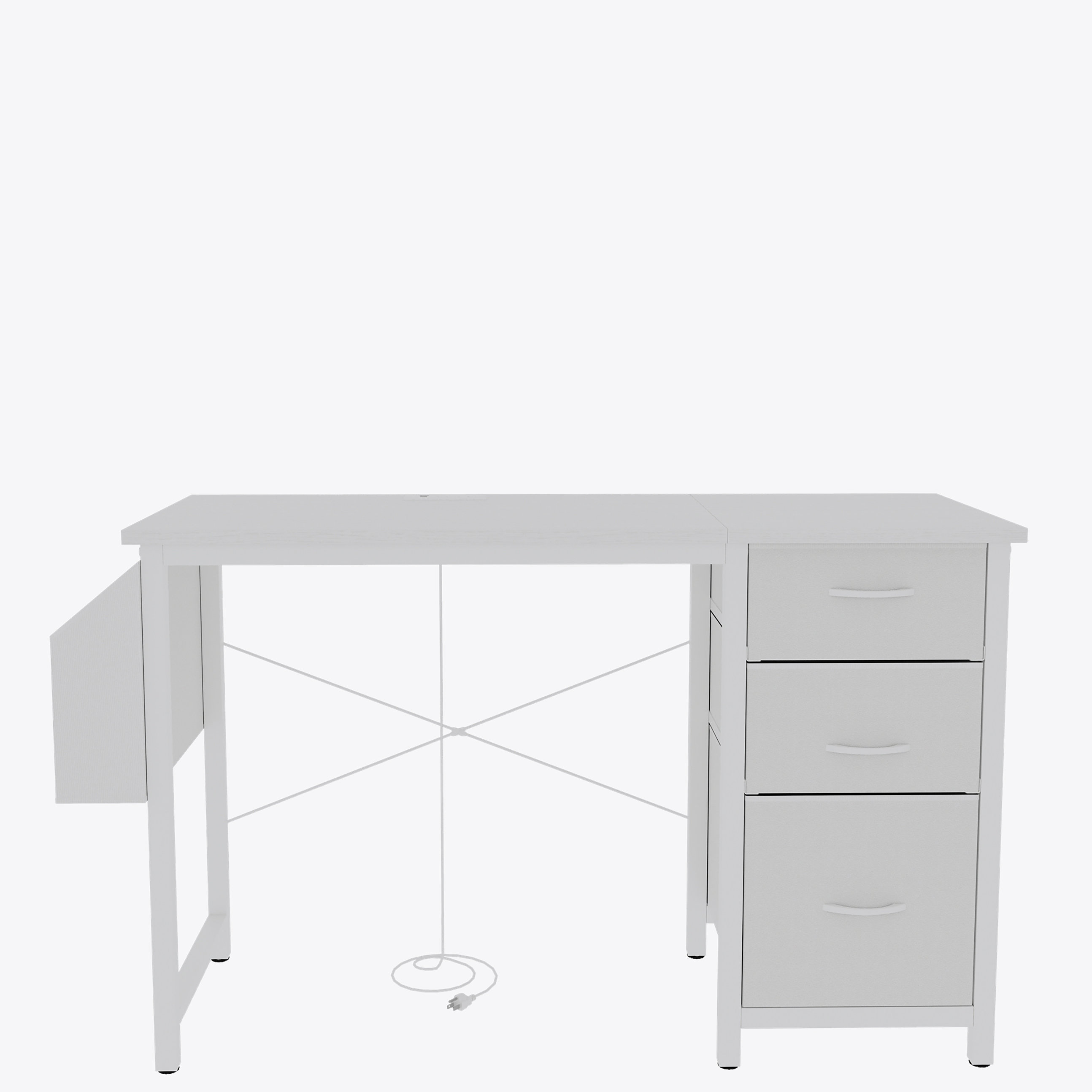 Inbox Zero 47"office desk with power outlet,3 drawers,Large Side Pocket ...