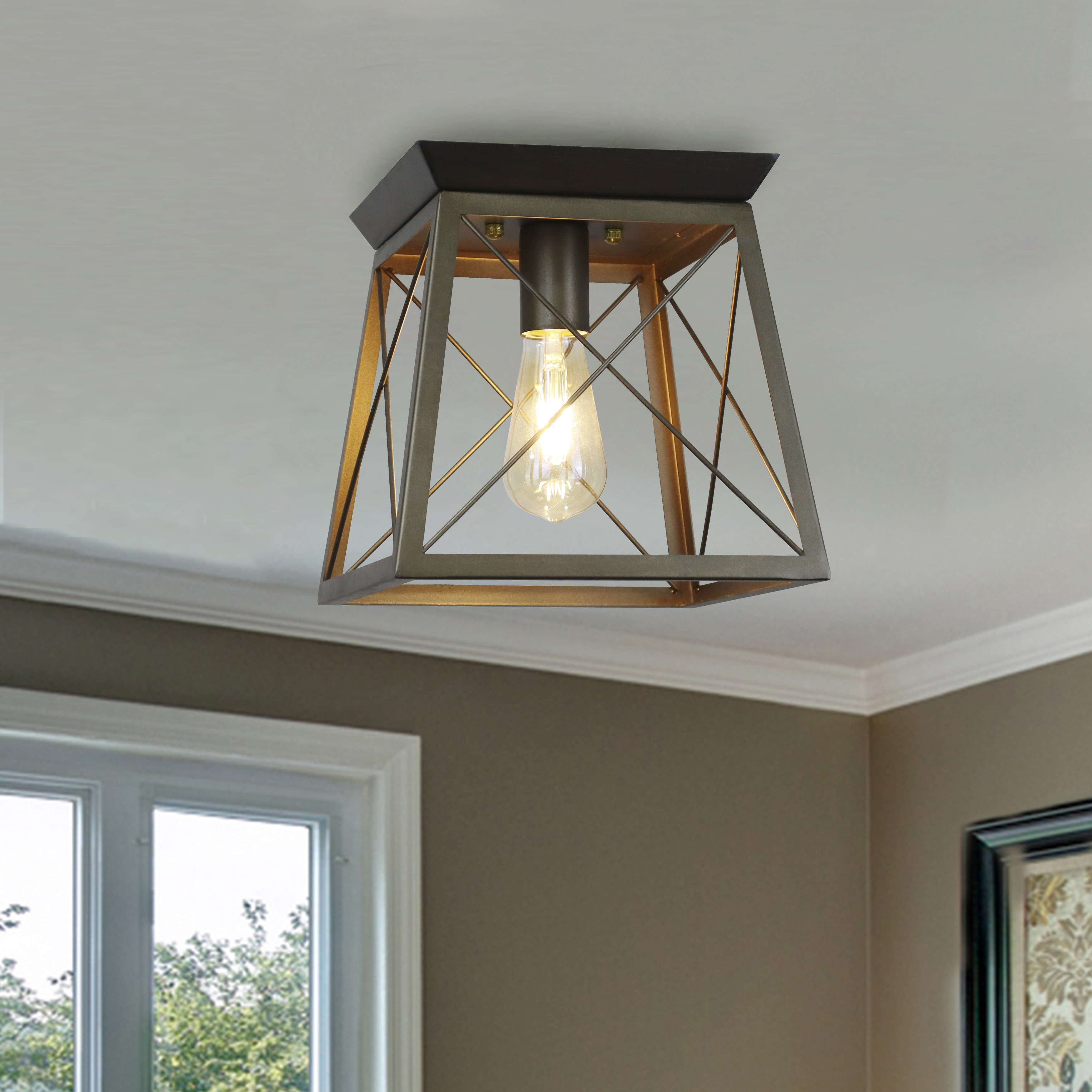 17 Stories 17 Storeys Farmhouse-Style Two-Toned 1 Light Ceiling Flush ...