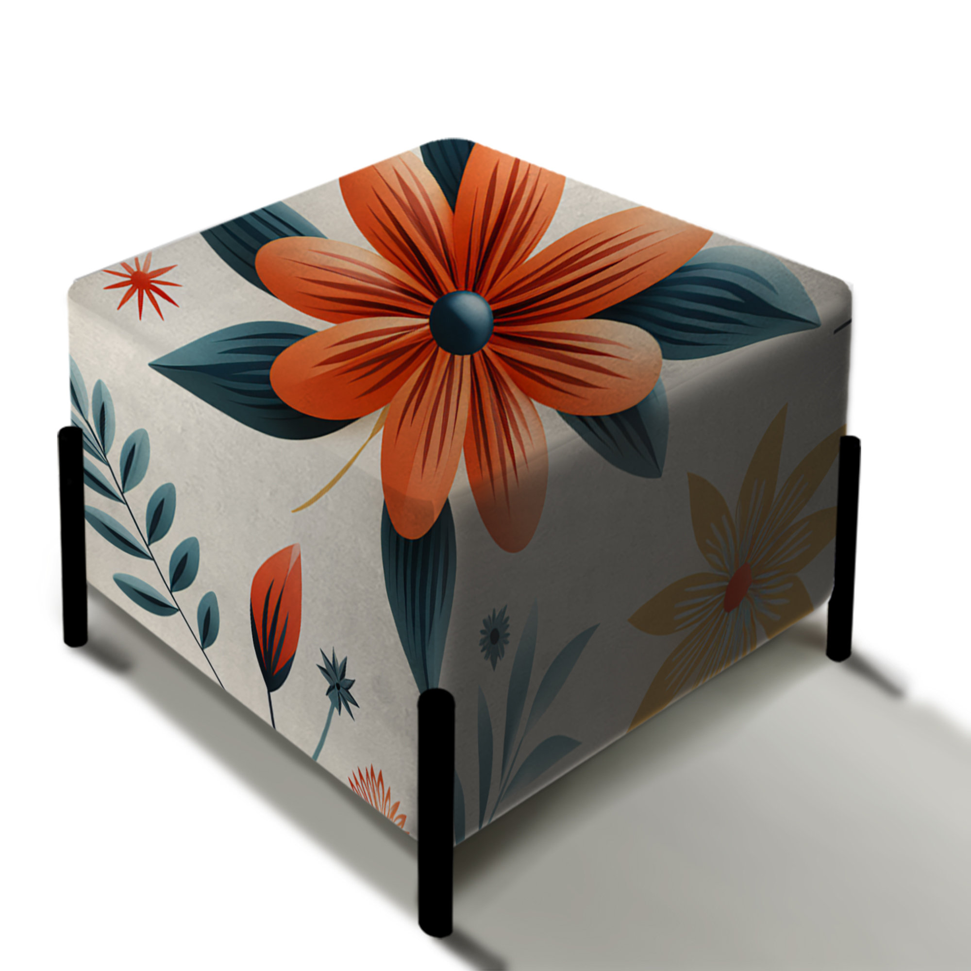 Design Art Green And Orange Vintage Eclectic Blooms Collage - Eclectic ...