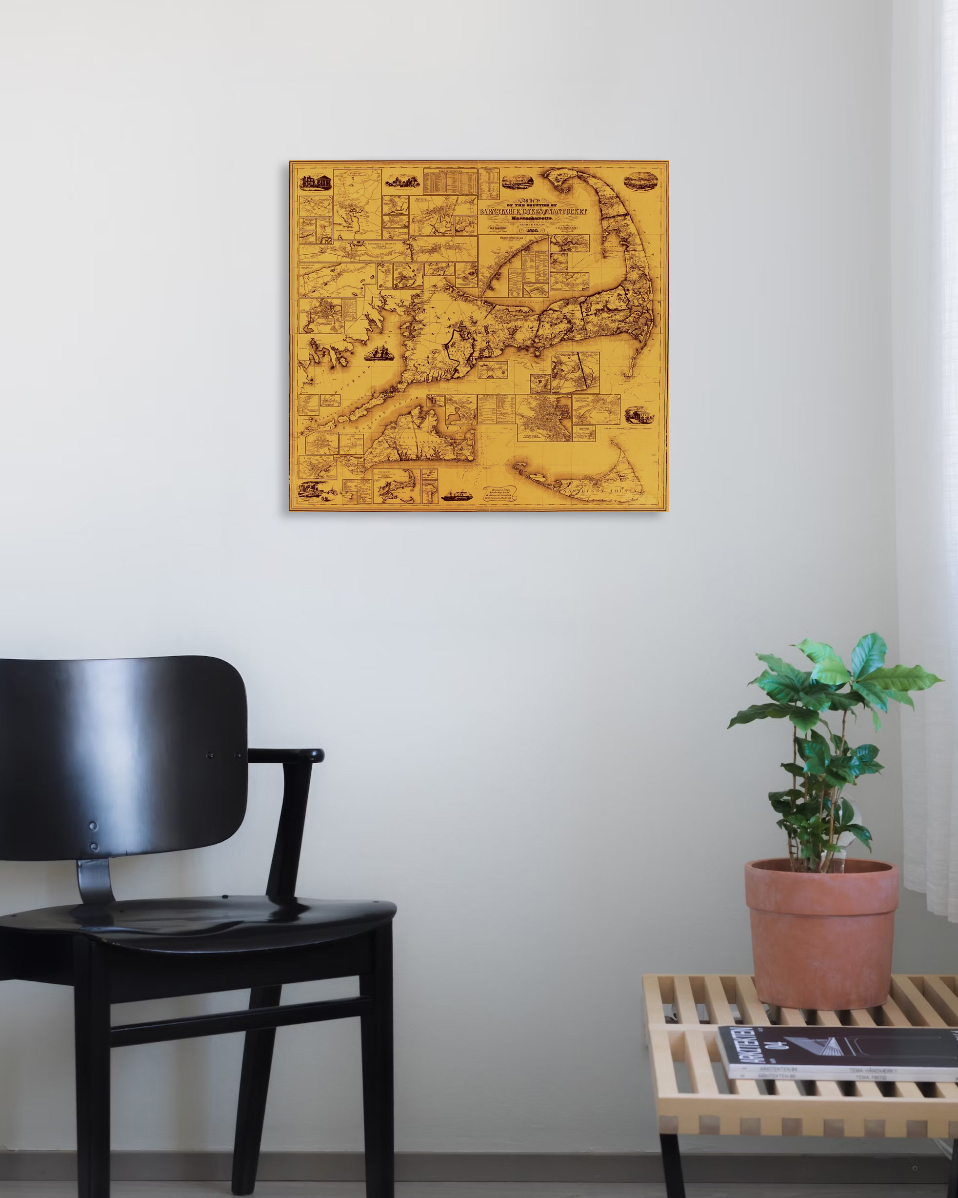 Charlton Home Historic Cape Cod Map - Graphic Art Print on Paper ...