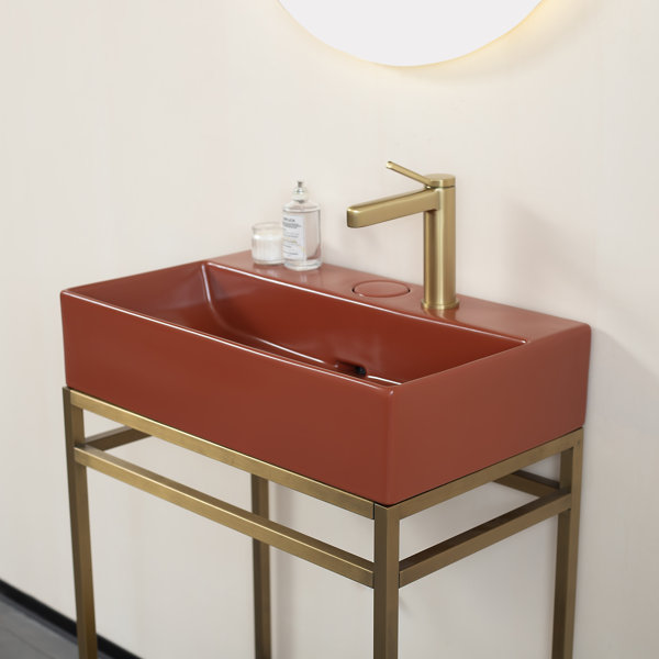 Mercer41 Lofi 24" Bathroom Vanity With Ceramic Basin, Freestanding ...