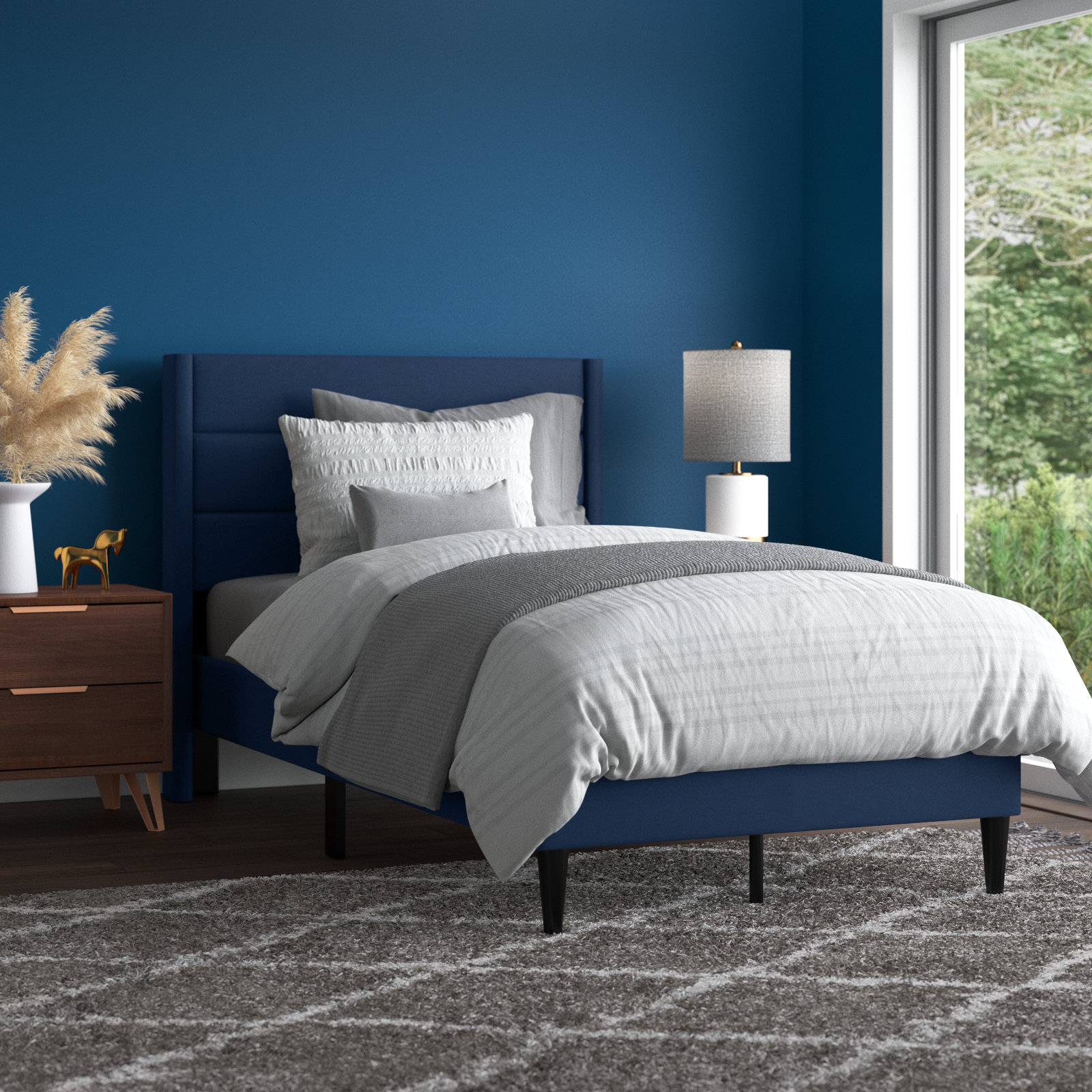 Mercury Row® Scarlett Upholstered Platform Bed with Triple-Lined ...