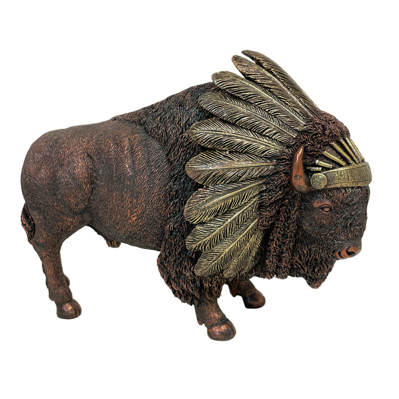 Trinx Polyresin North American Buffalo Bison Headdress Country Rustic ...