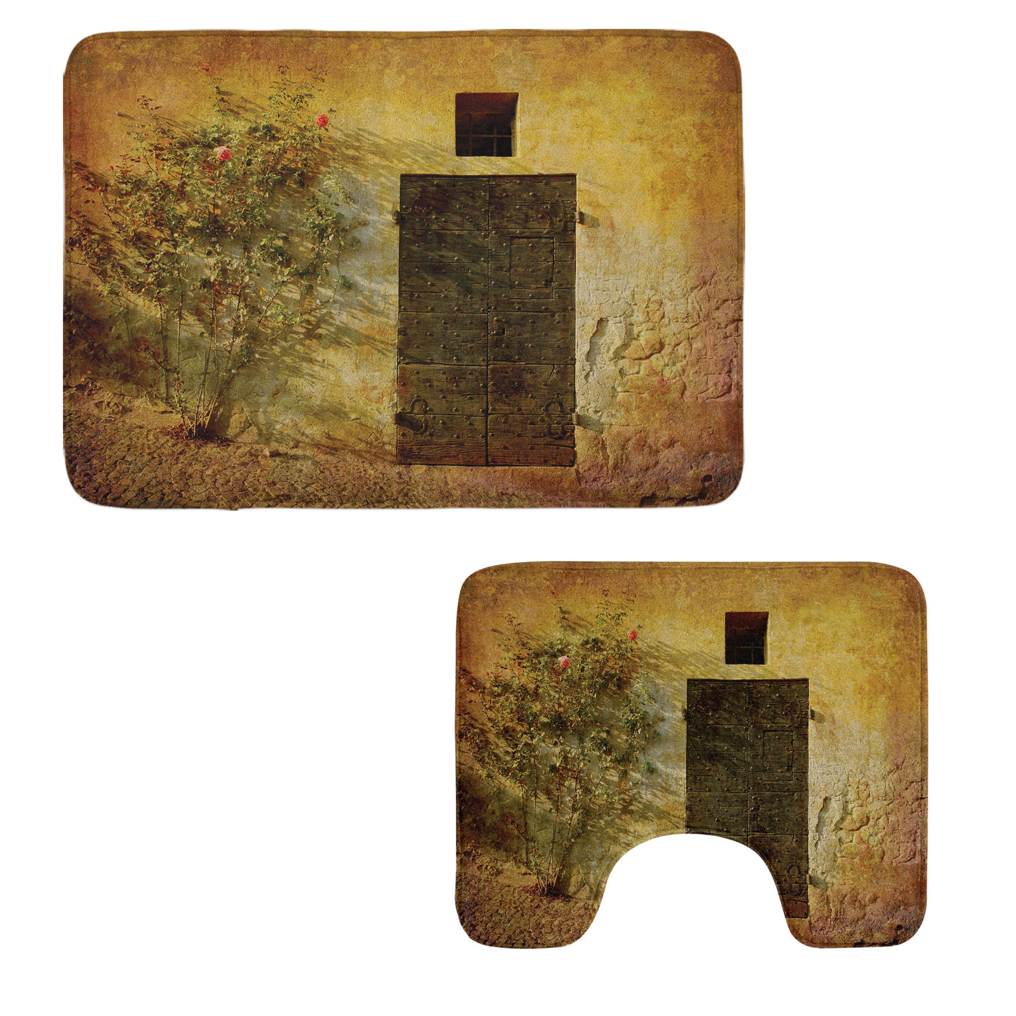 Dakota Fields Rustic Bathroom Rug Set 2 Pieces Rectangle & Contour Mats ...