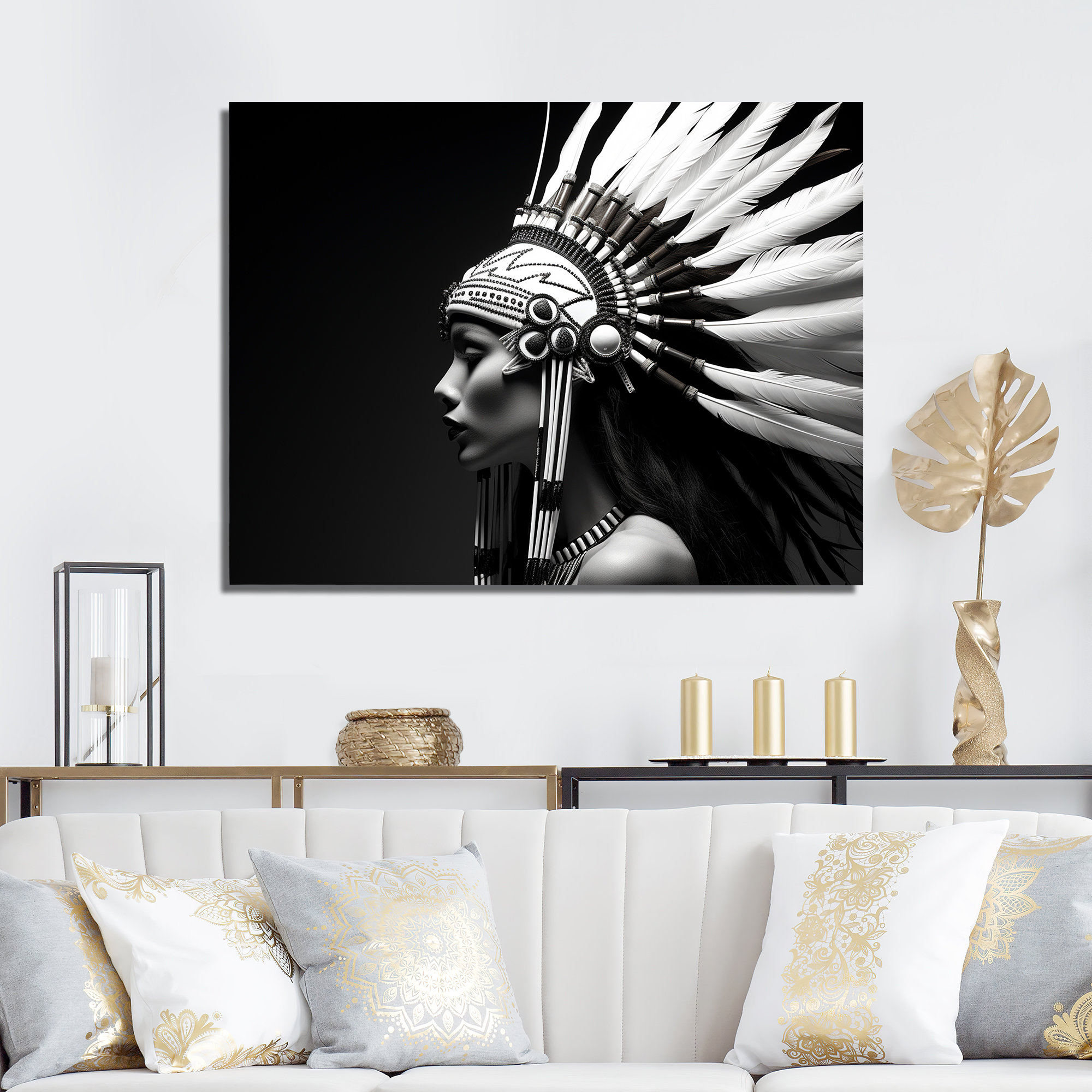 Design Art Black And White Native Spirit Woman On Canvas Print | Wayfair