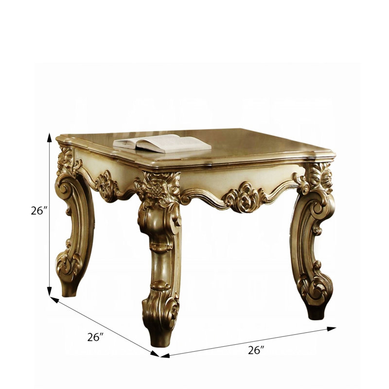 Everly Quinn Gold Patina And Bone End Table With Scrolled Leg | Wayfair