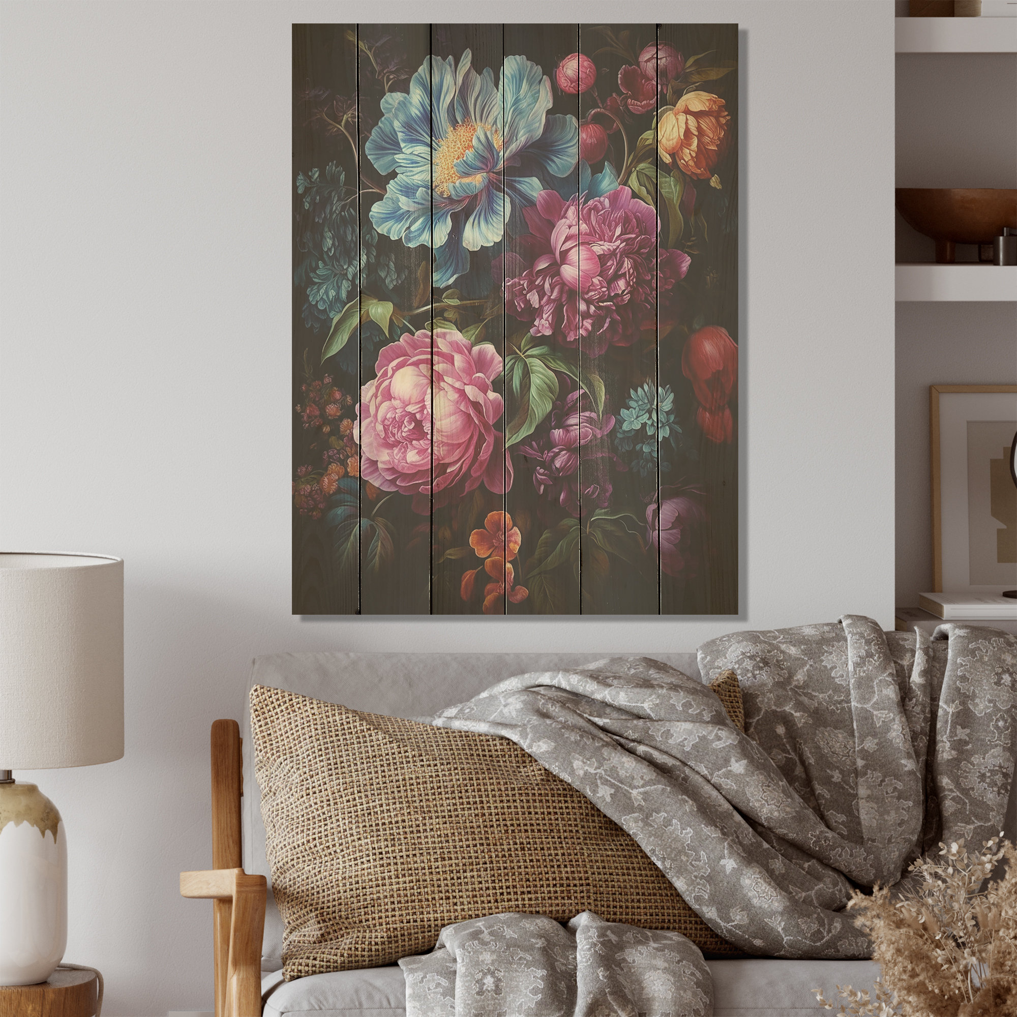 Lark Manor™ Radiant Garden Of Peony Treasures - Peonies Wood Art On Natural Pine Wood | Wayfair