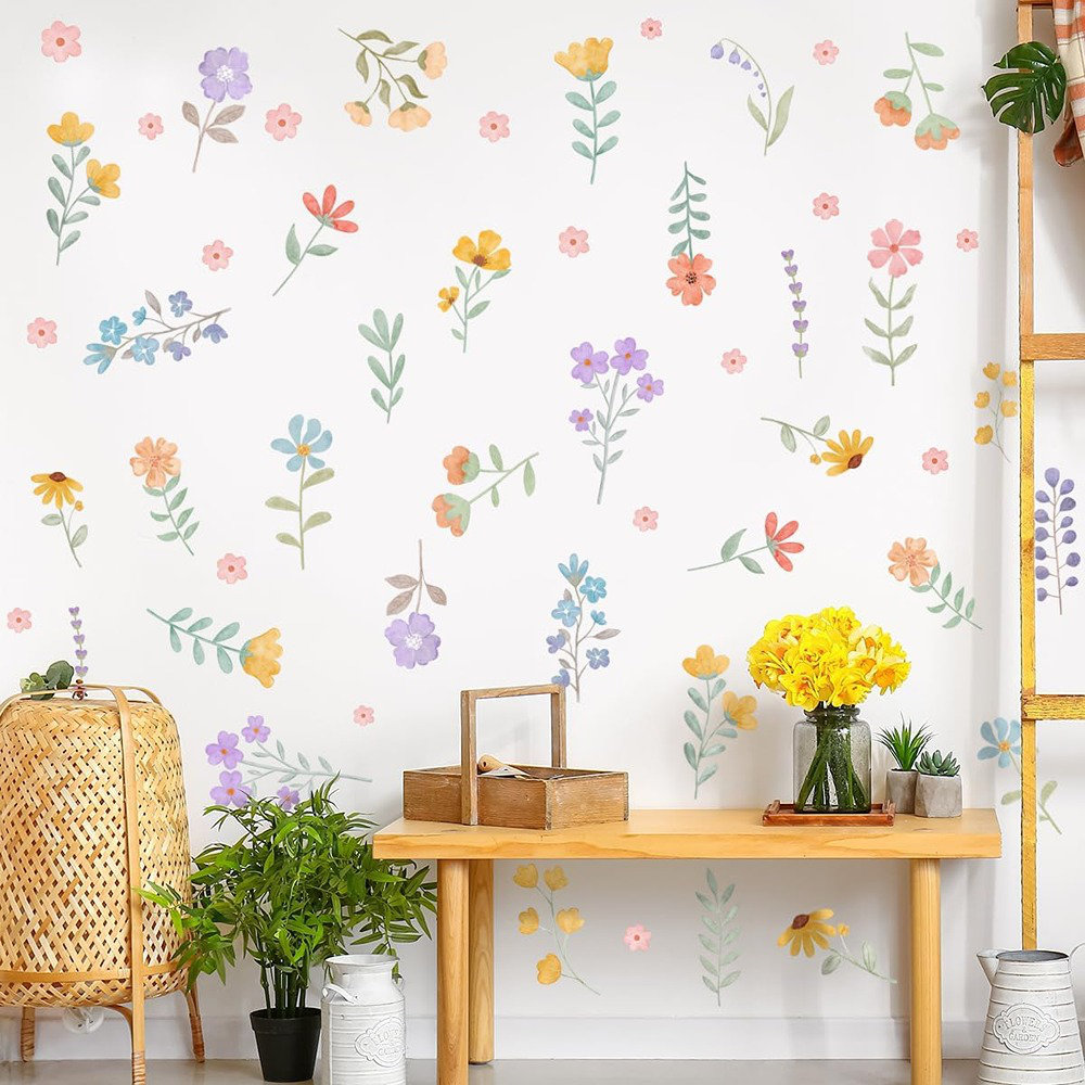 Lark Manor™ Watercolor Floral Wall Decals – Removable Vinyl Wildflower ...